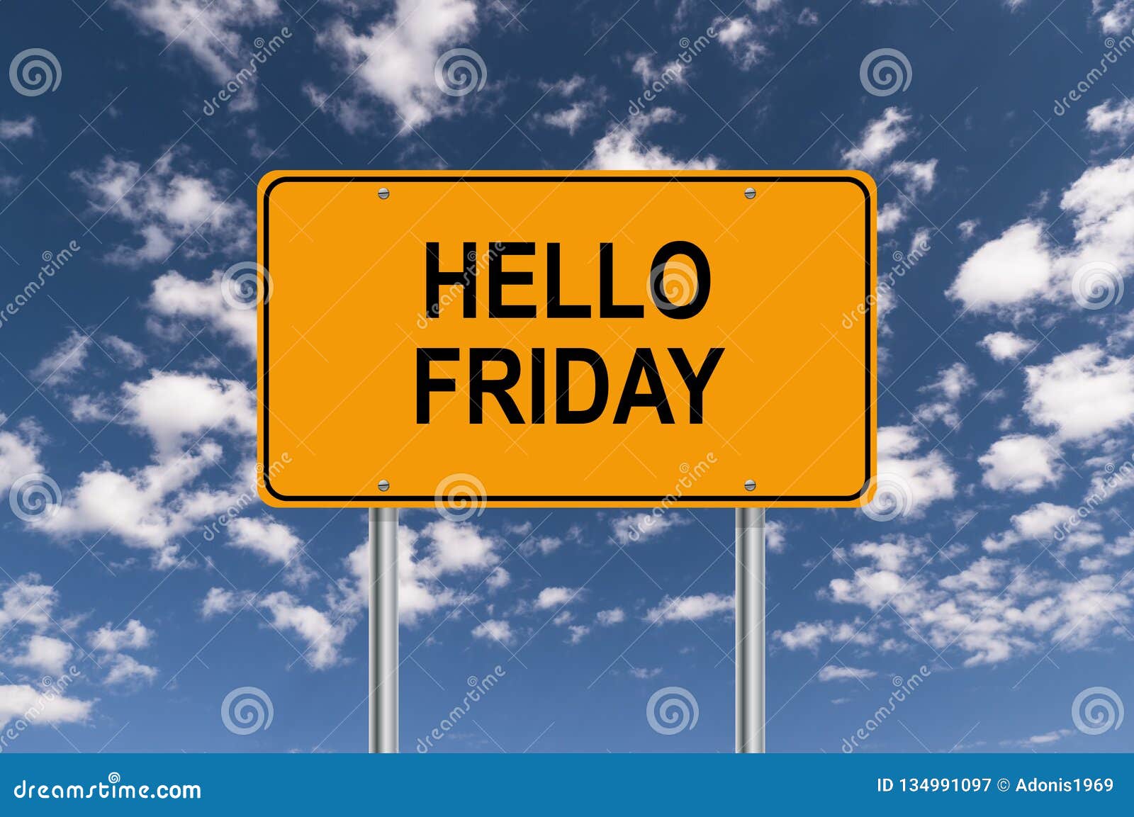Hello Friday sign stock image. Image of blue, method - 134991097