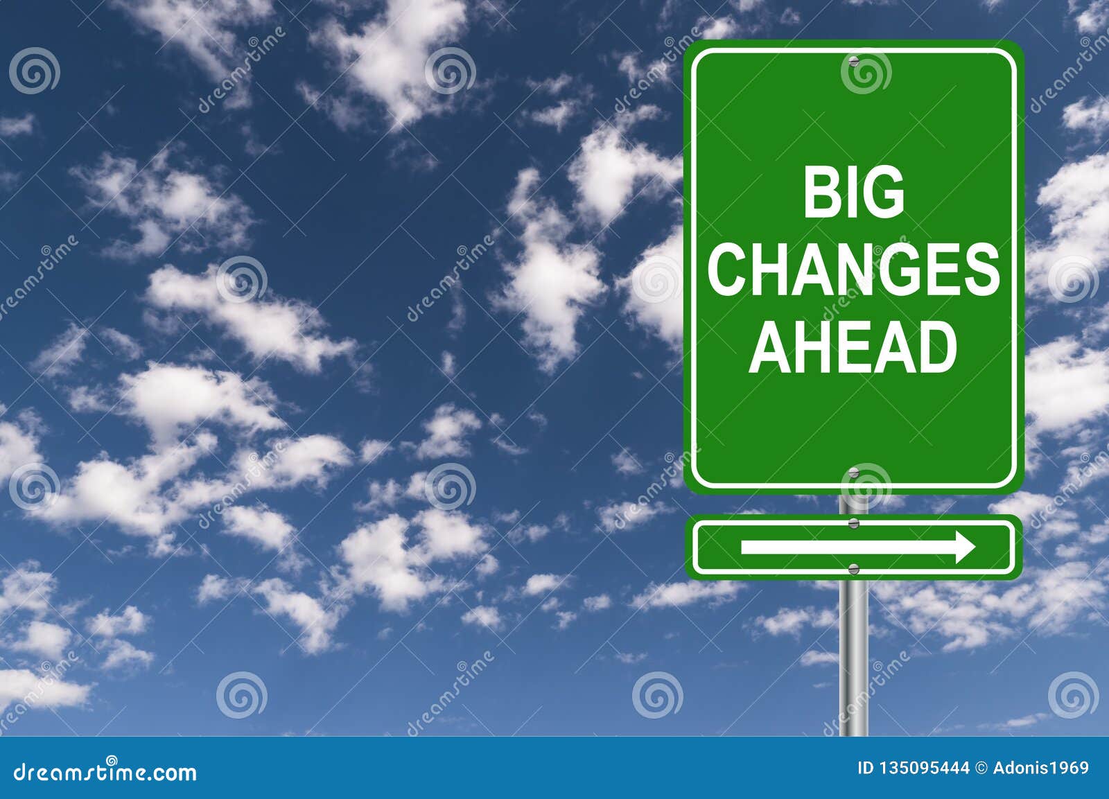 Big Changes Ahead Road Sign Stock Photo - Image of direction, location ...