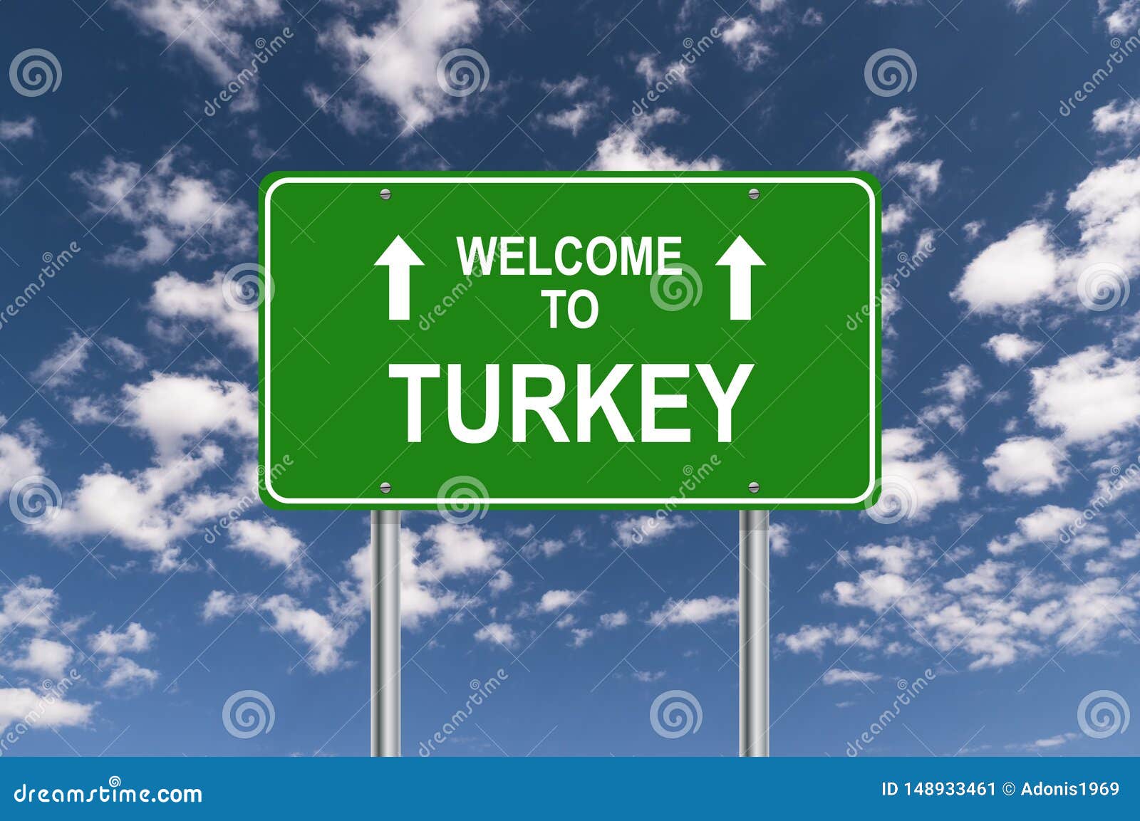 Welcome to Turkey sign stock image. Image of road, board - 148933461