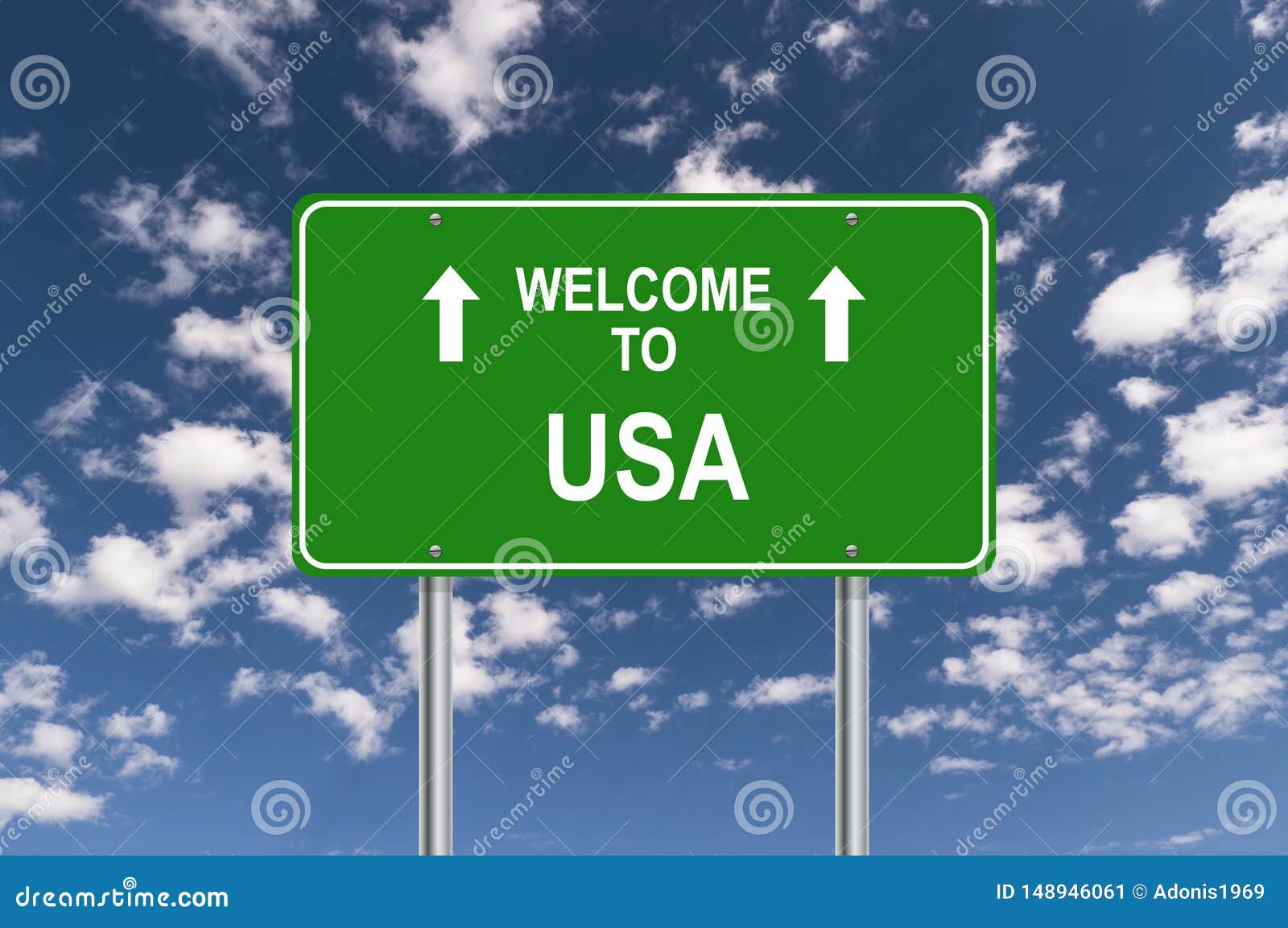 Welcome To Usa Traffic Sign Stock Illustration - Illustration of ...