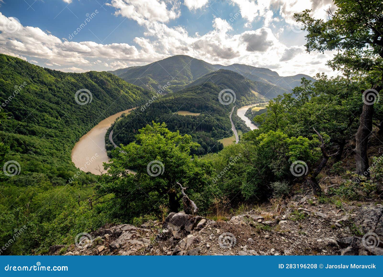 The Domasin Meander of River Vah in Slovakia Stock Photo - Image of ...
