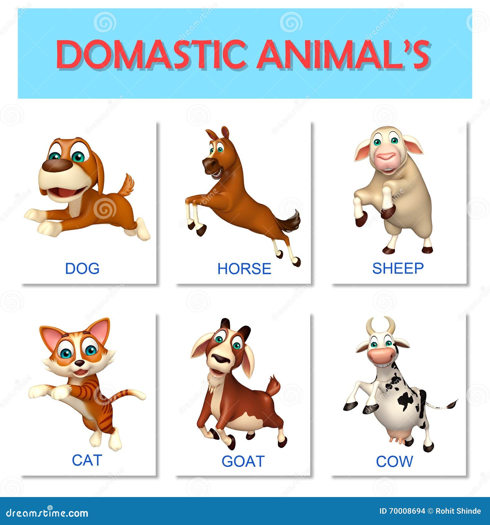 Domastic animal chart stock illustration. Illustration of toon - 70008694