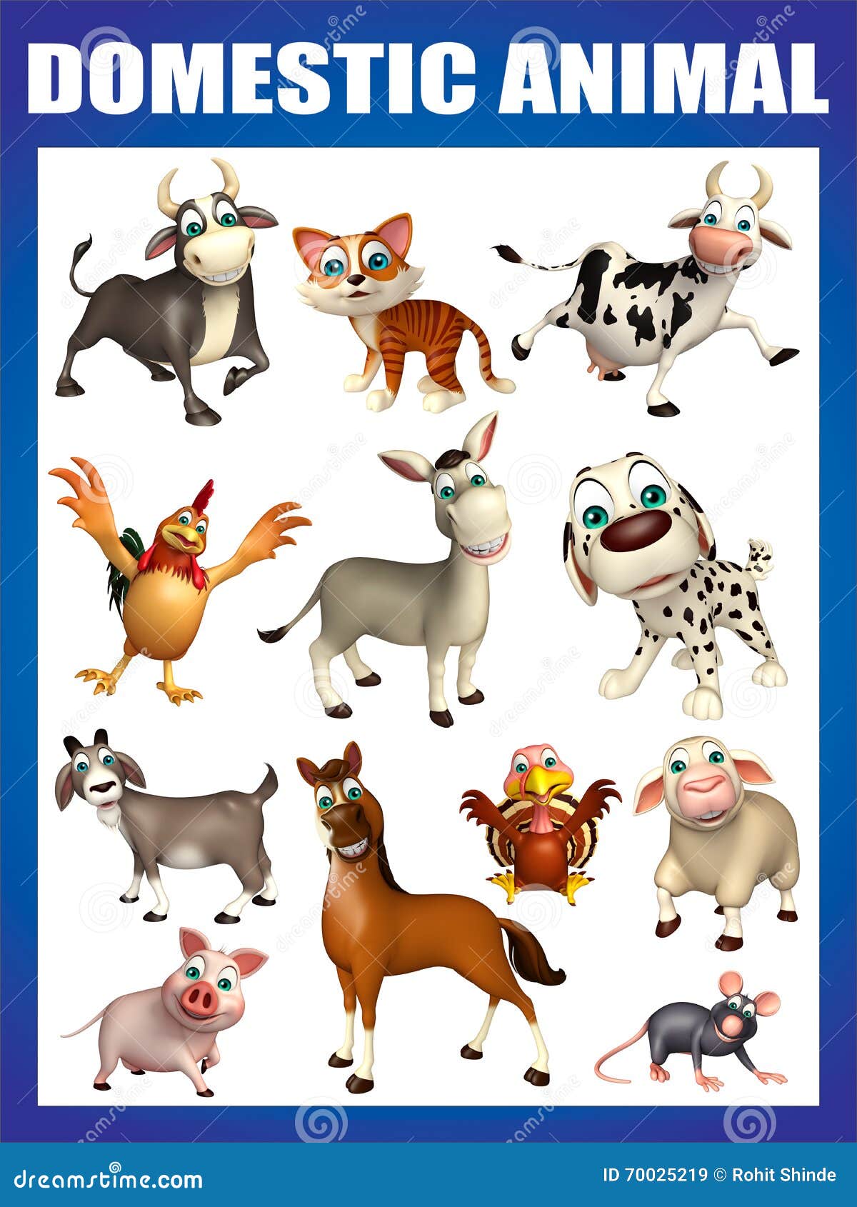 Domastic animal chart stock illustration. Illustration of chicken ...