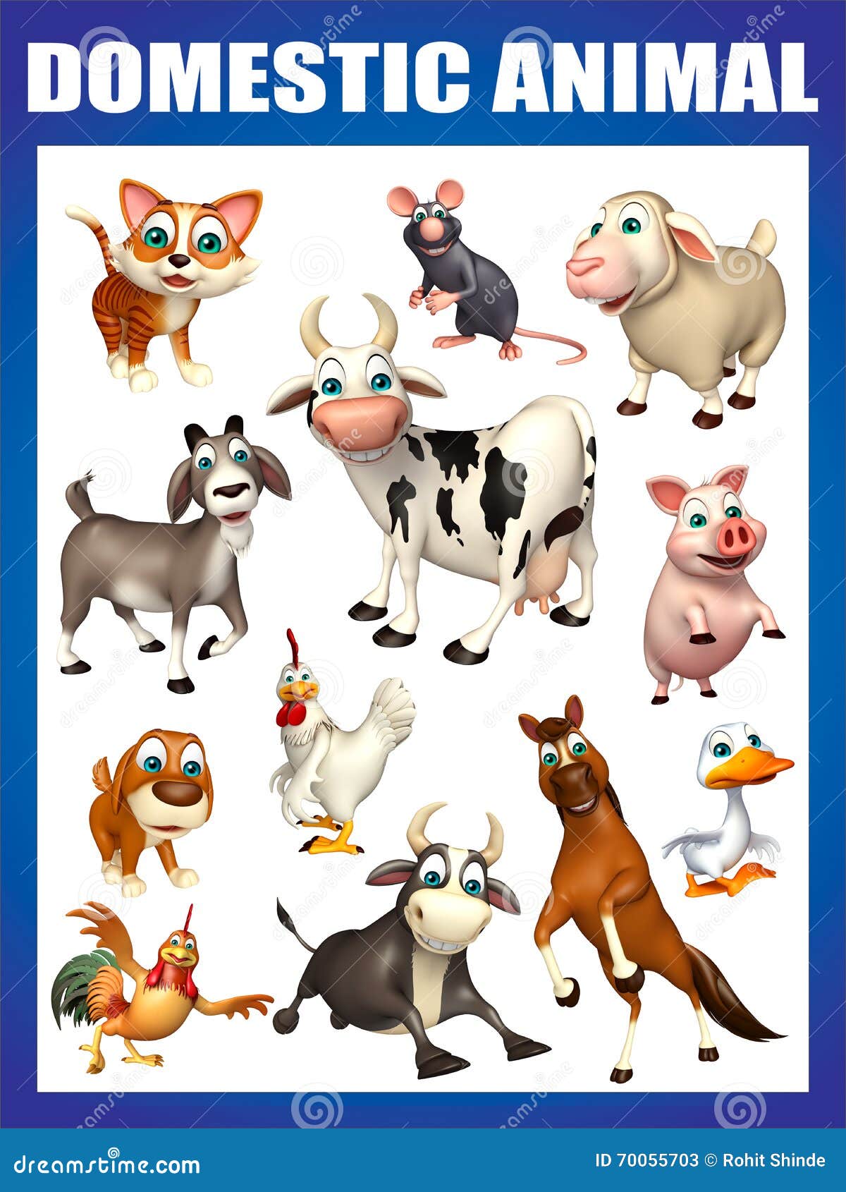 Domastic animal chart stock illustration. Illustration of chicken ...