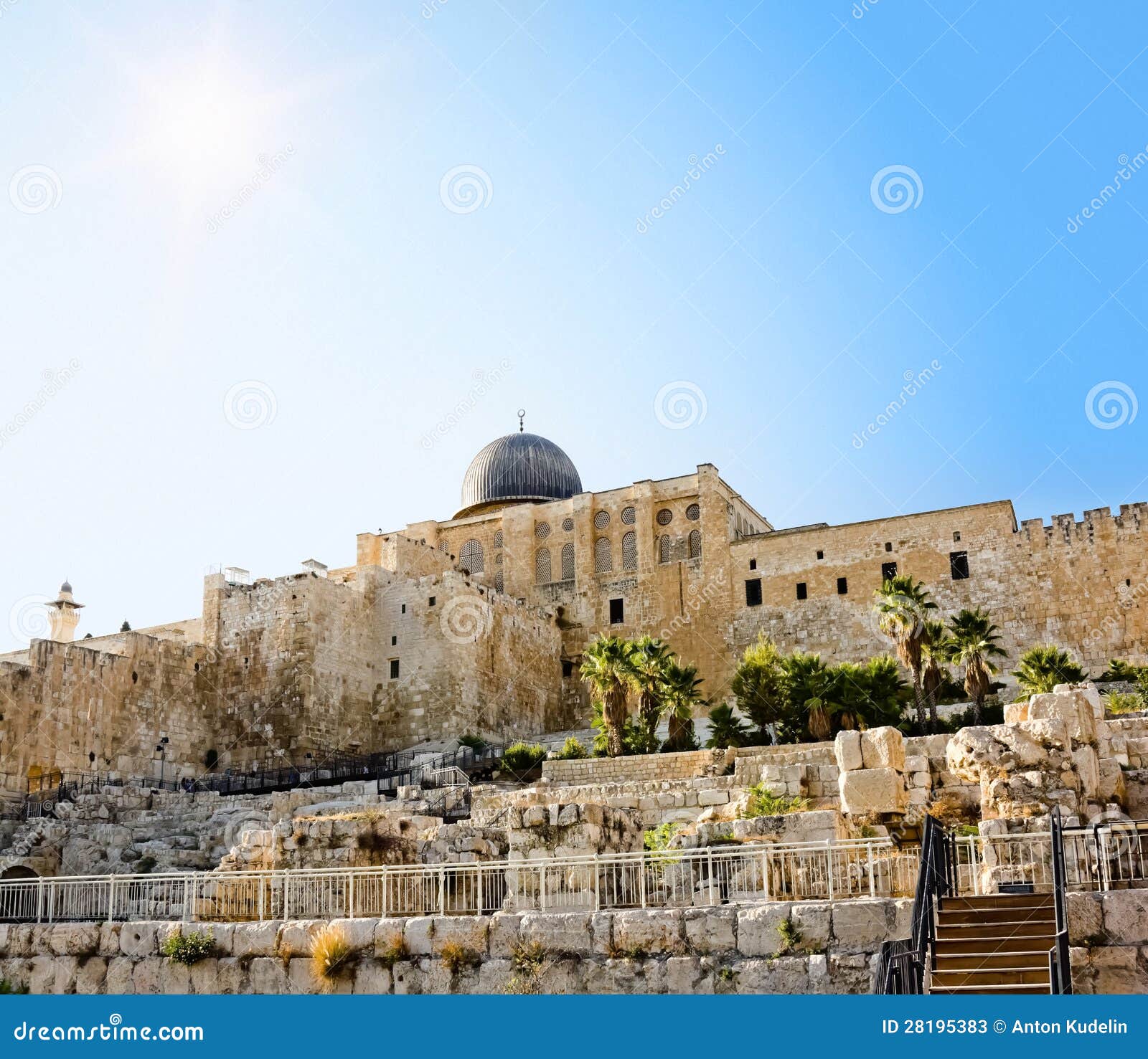 Dome Of The Al-Aqsa Mosque. Southern Wall Of Temple Mount In Jerusalem ...