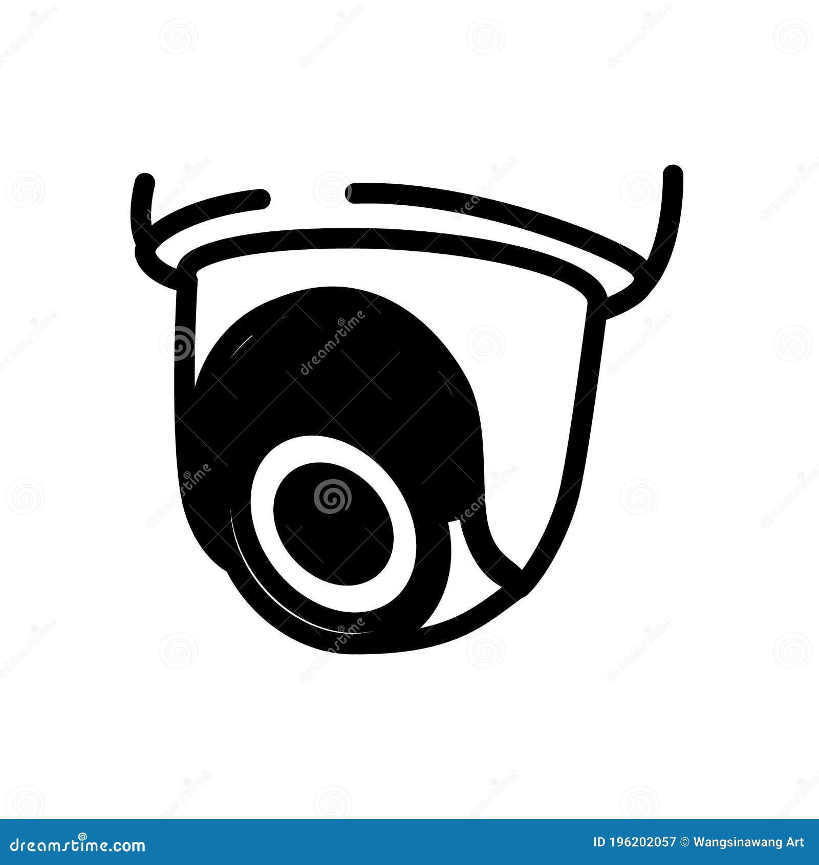 Dome Camera Symbol Flat Black Line Icon, Vector Illustration Stock ...