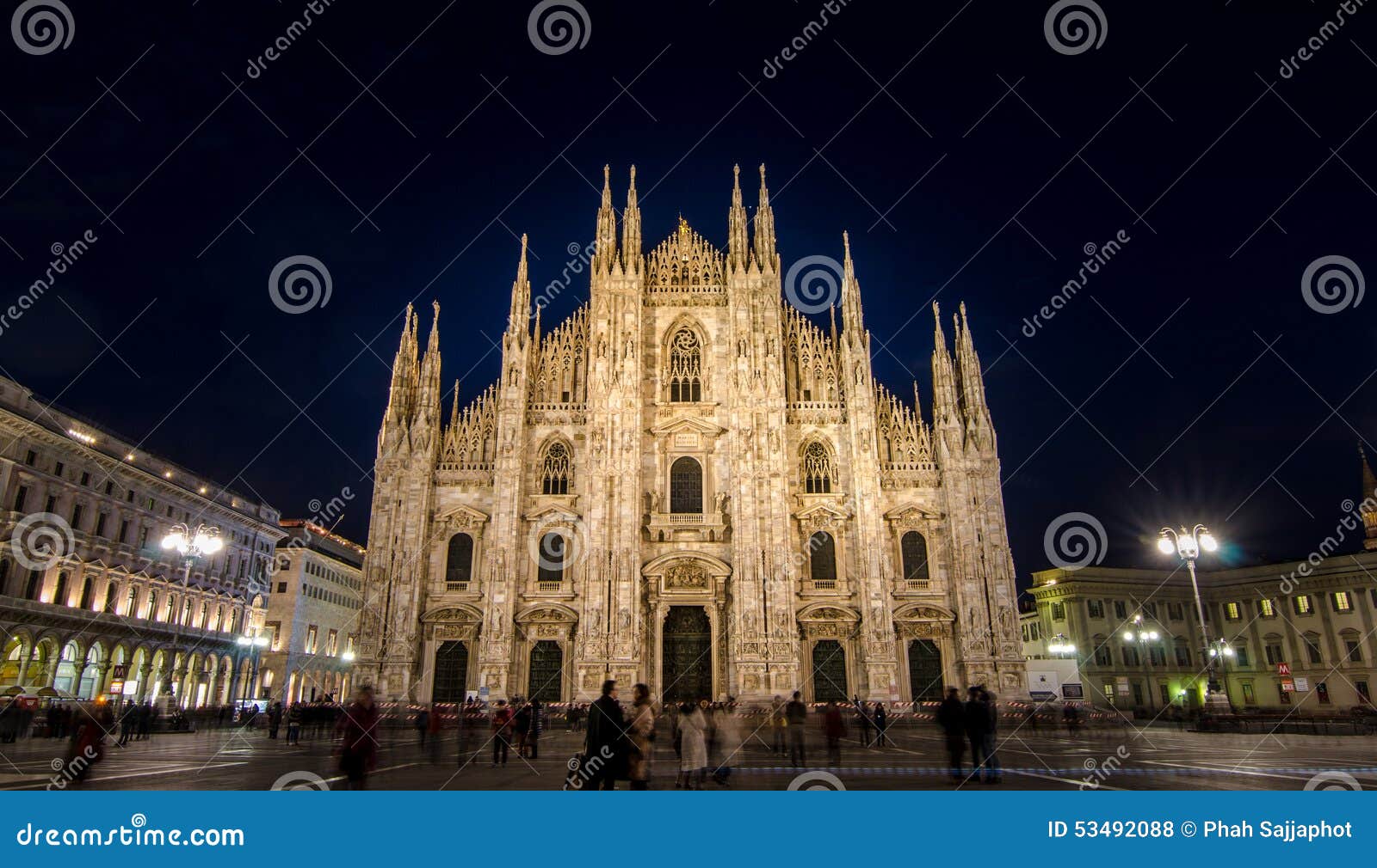 Dome Cathedral in Milan at Night. Stock Photo - Image of landmark ...