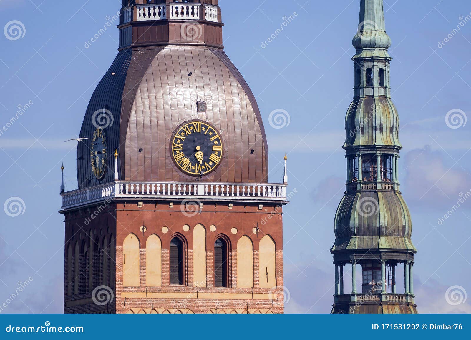 Dome Cathedral and St. Peter`s Church in Riga, Latvia Stock Photo ...