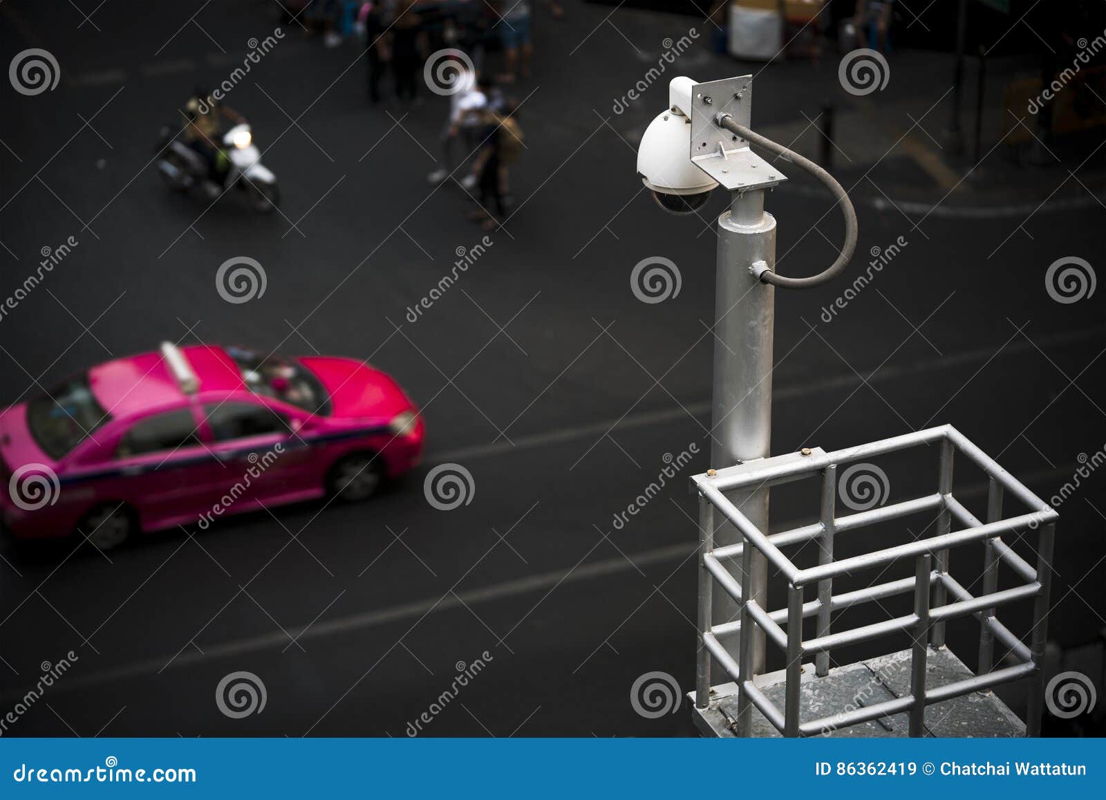Dome Cctv Cameras On High Pillars To Capture Traffic On The Road Stock ...