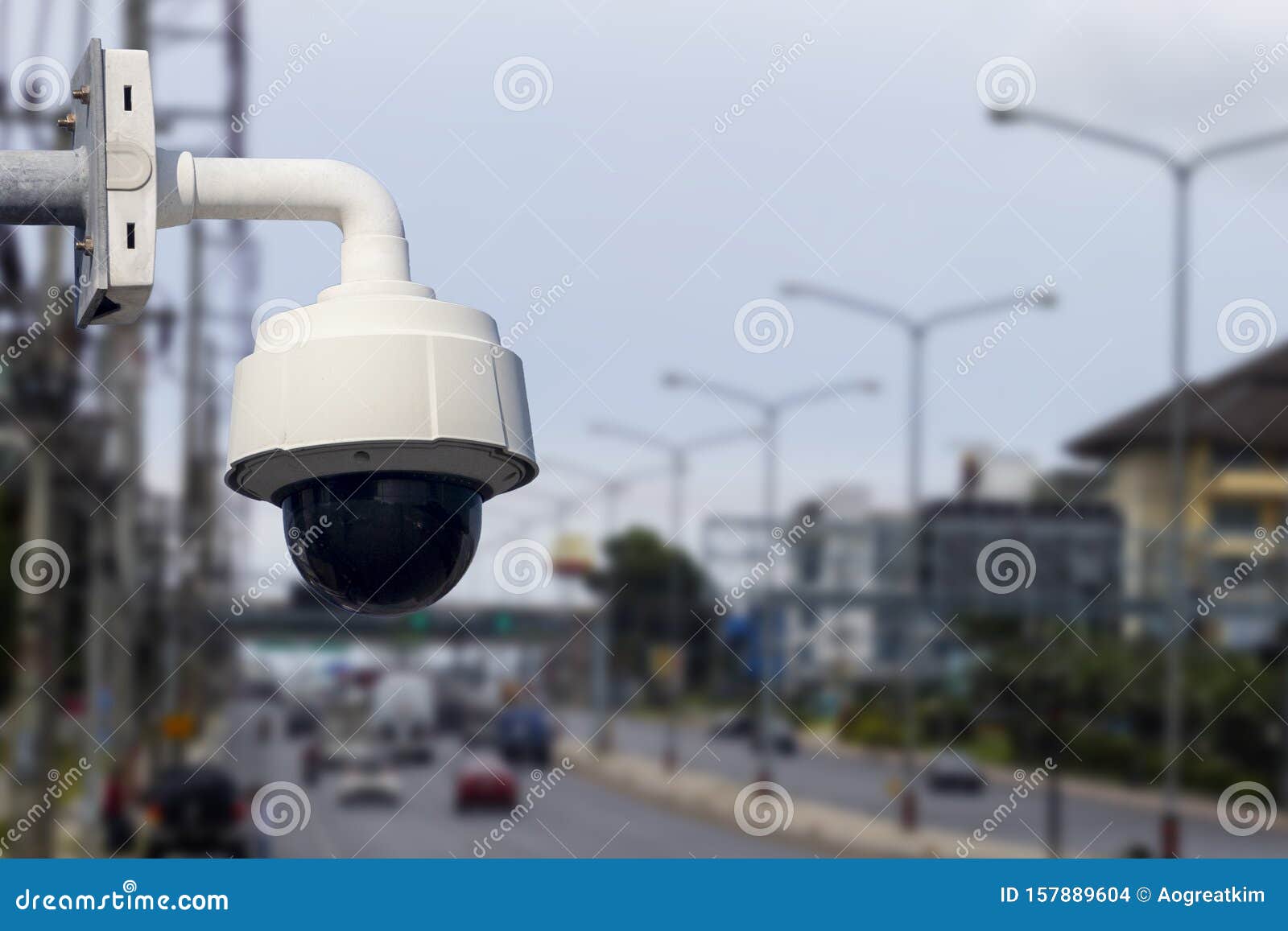 Dome Cctv Camera Outdoor on Traffic Road Stock Photo - Image of ...
