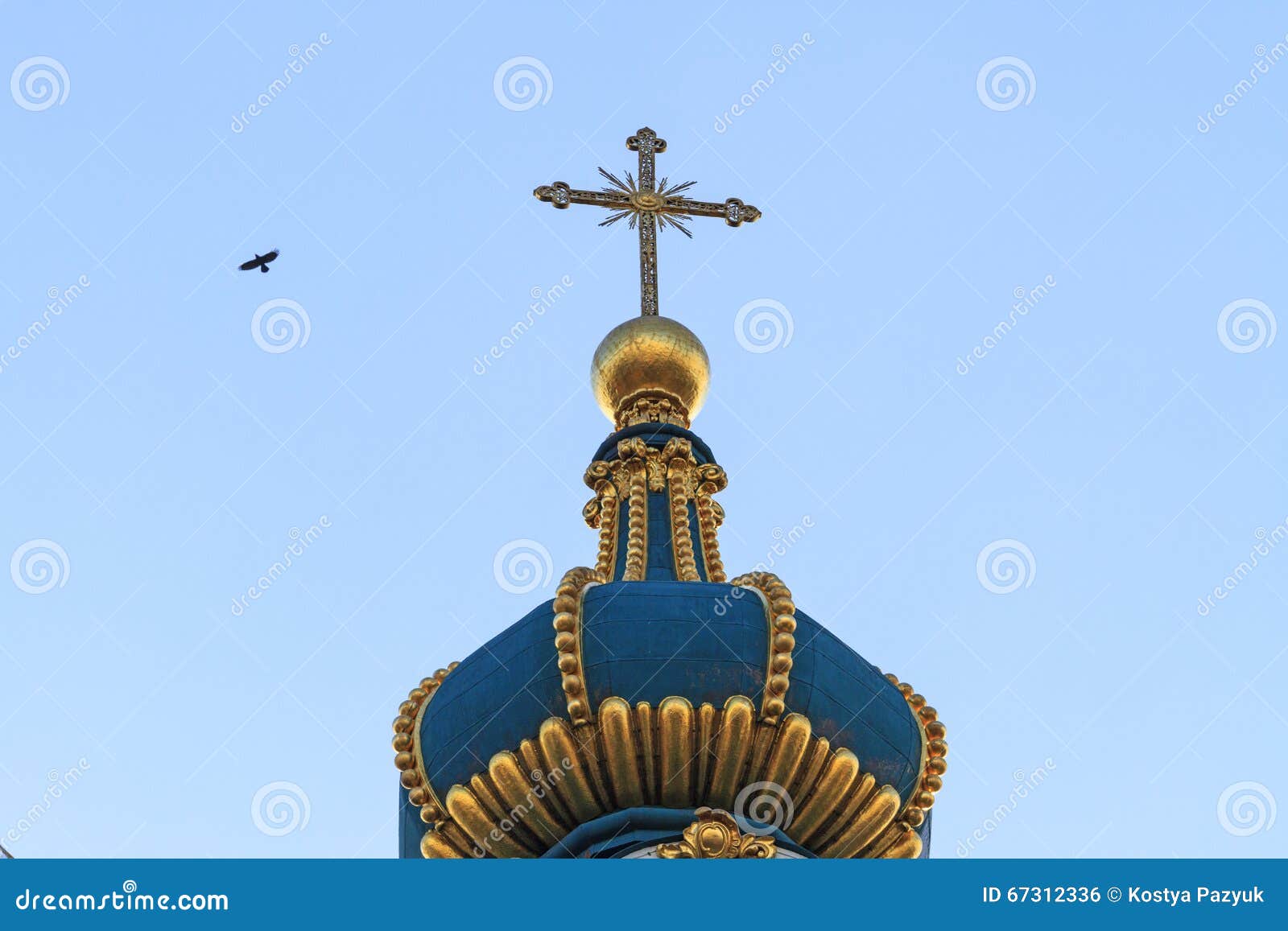 The Dome of the Church and Flying Crows Stock Photo - Image of christ ...