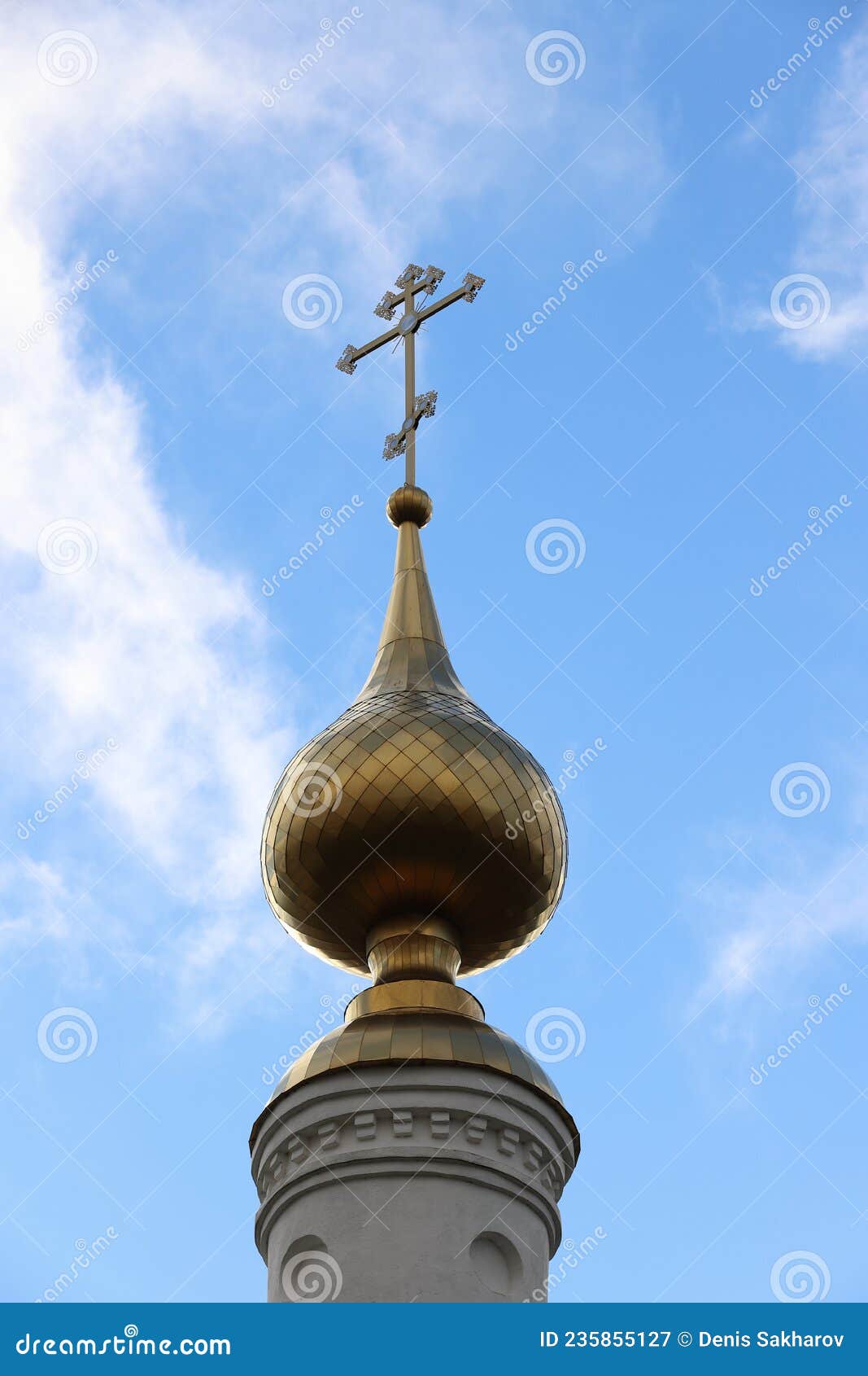 Dome, cross and blue sky. stock image. Image of dome - 235855127
