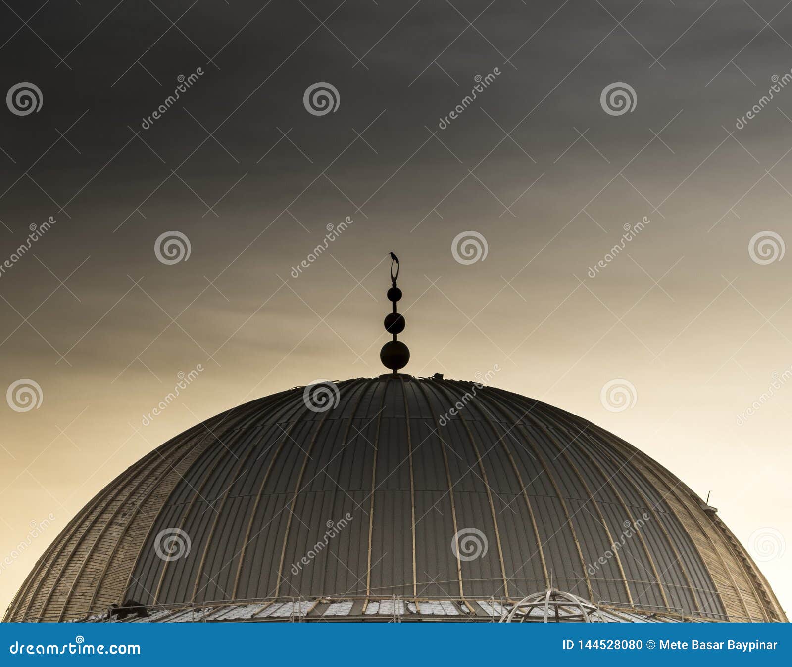 A Dome Formwork of a Mosque Construction Visited by a Bird Under ...