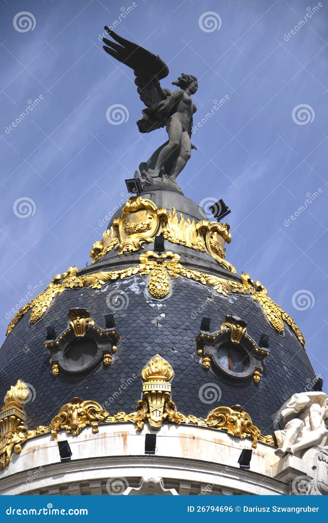 The Dome of Metropolis Building in Madrid, Spain Stock Photo - Image of ...