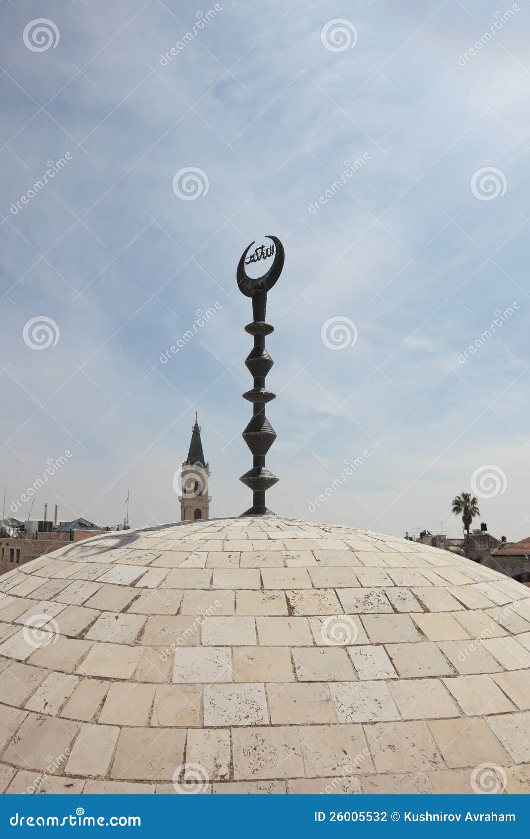 A Dome of a Muslim Mosque with a Half Moon Stock Photo - Image of ...