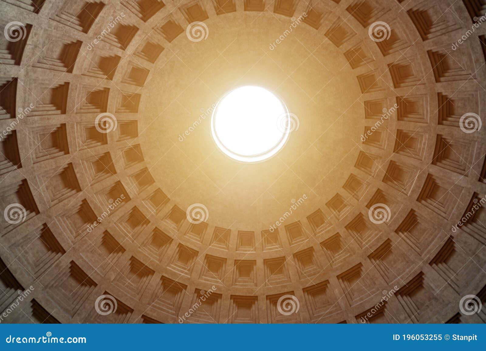 Pantheon Inside View With High Ceiling, Columns, Statues And Paintings ...