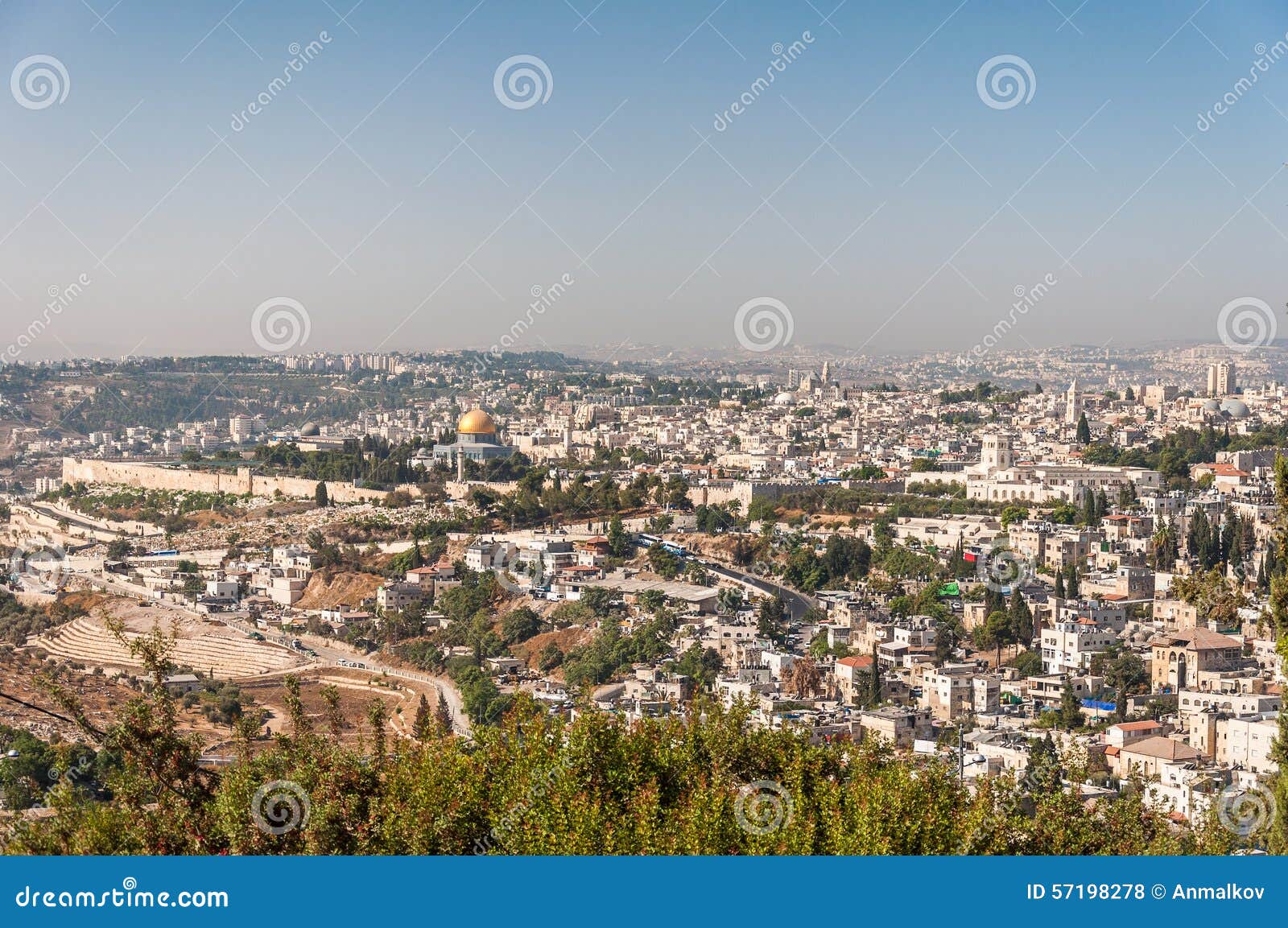 Dome of the Rock in Beautiful Panorama of Jerusalem Stock Photo - Image ...