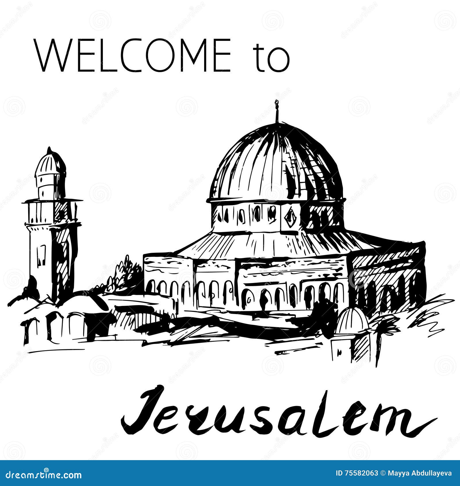 Dome of Rock Temple Mount Jerusalem Stock Vector - Illustration of ...