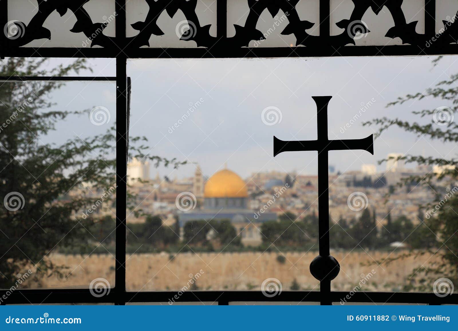 Window Of Dominus Flevit Church, Jerusalem, Israel Stock Photo ...