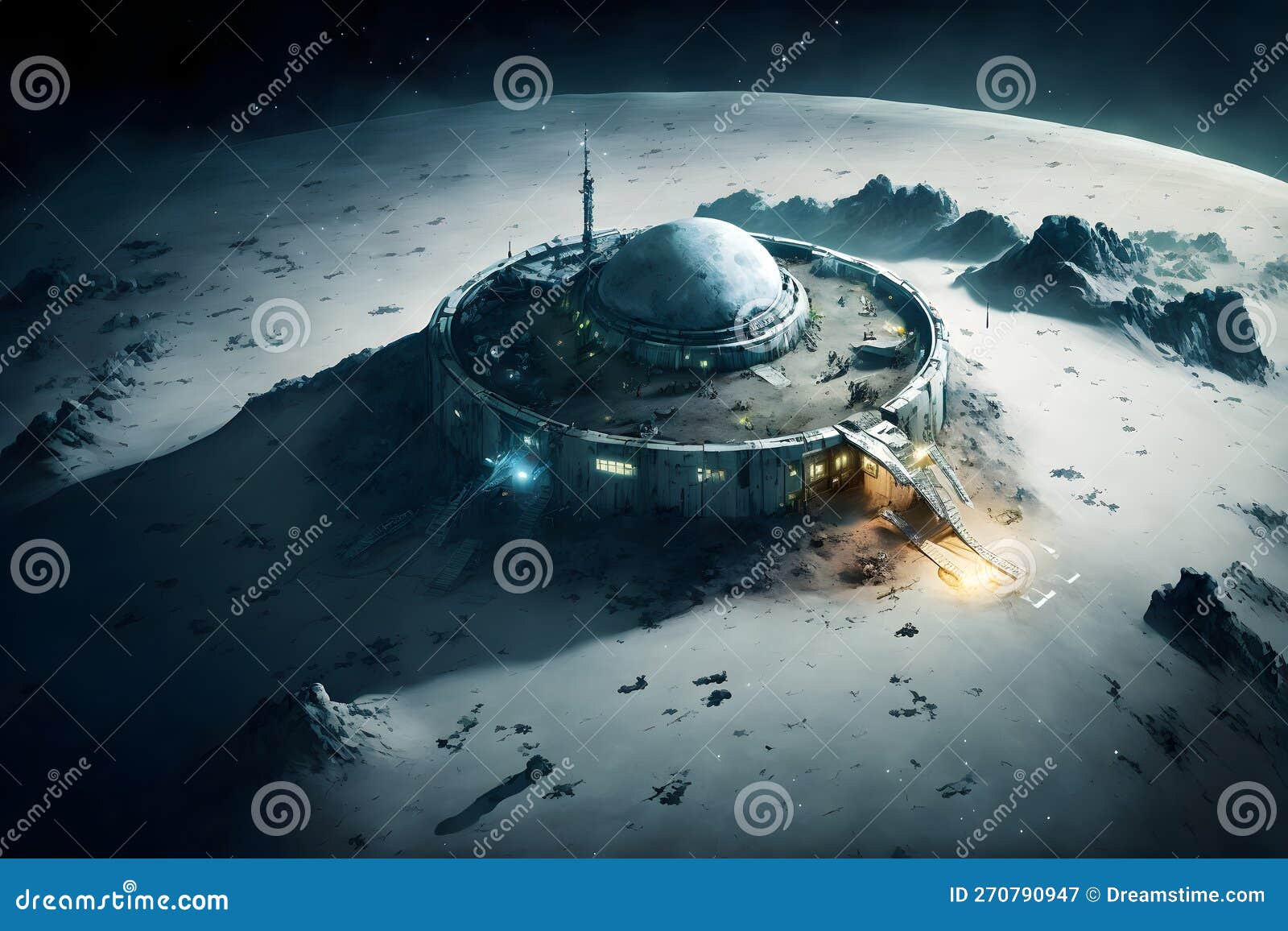 Dome Shaped Habitat Base on Moon Surface, Neural Network Generated Art ...
