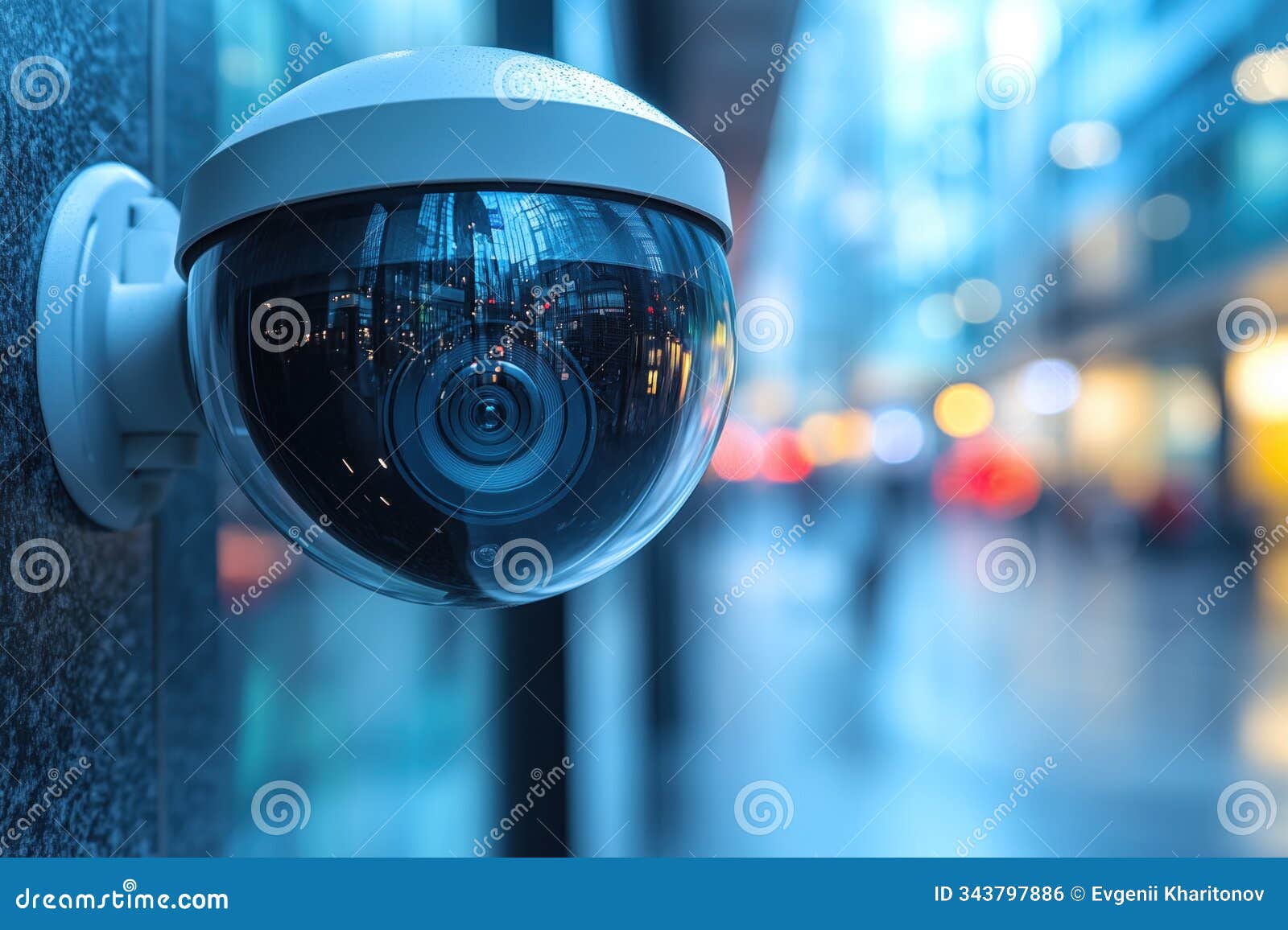 Dome Surveillance Camera on the Outer Wall of a Building Stock ...