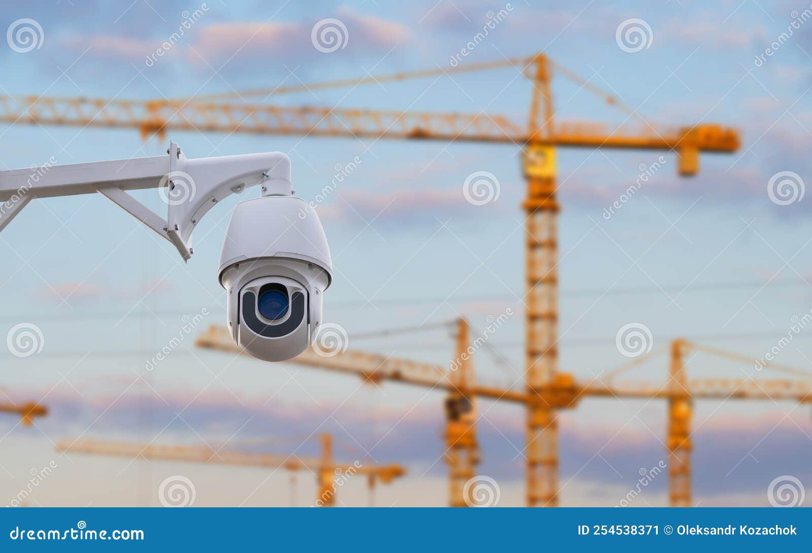 Dome Type Outdoor Cctv Camera, Secure Construction Site. Stock Image ...