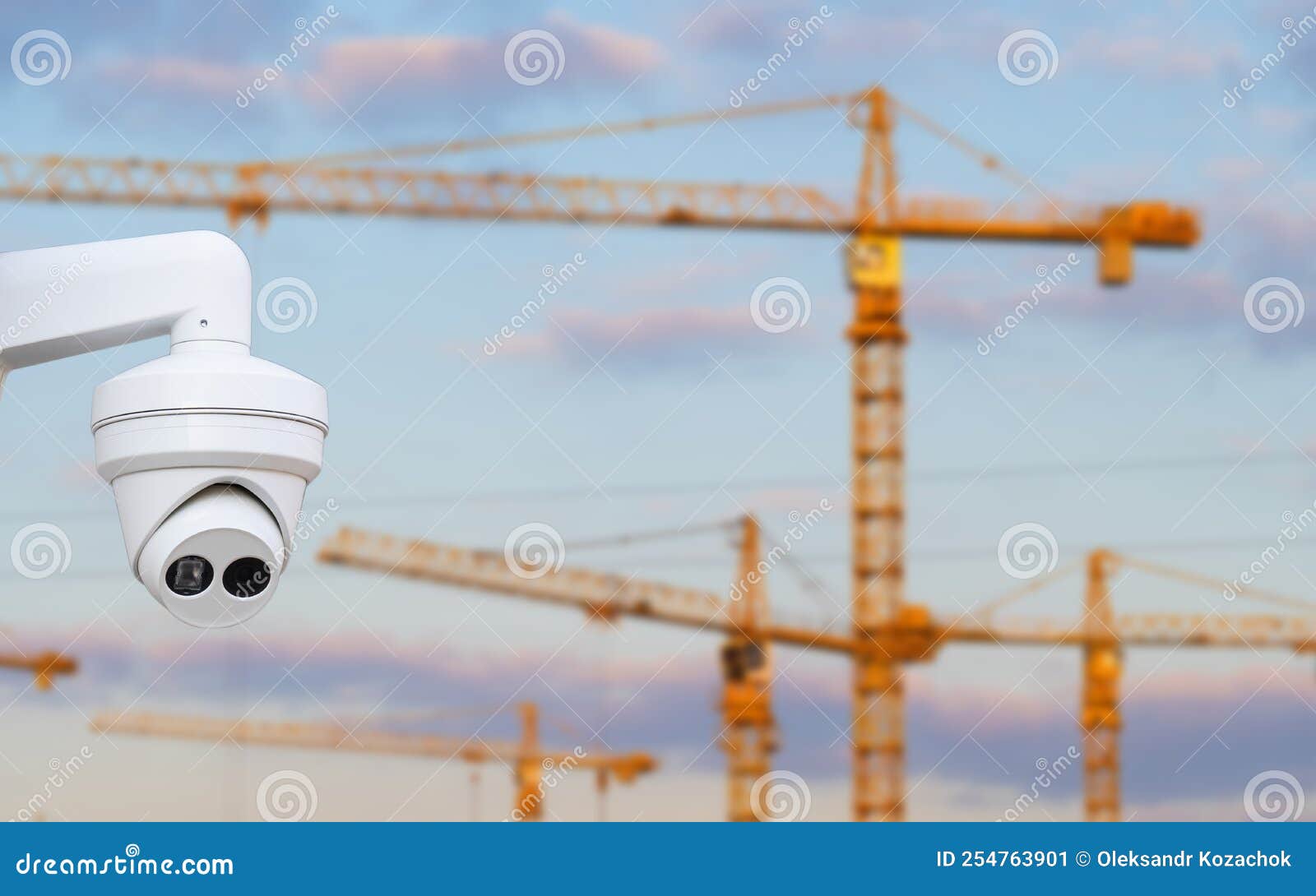 Dome Type Outdoor Cctv Camera, Secure Construction Site. Stock Image ...