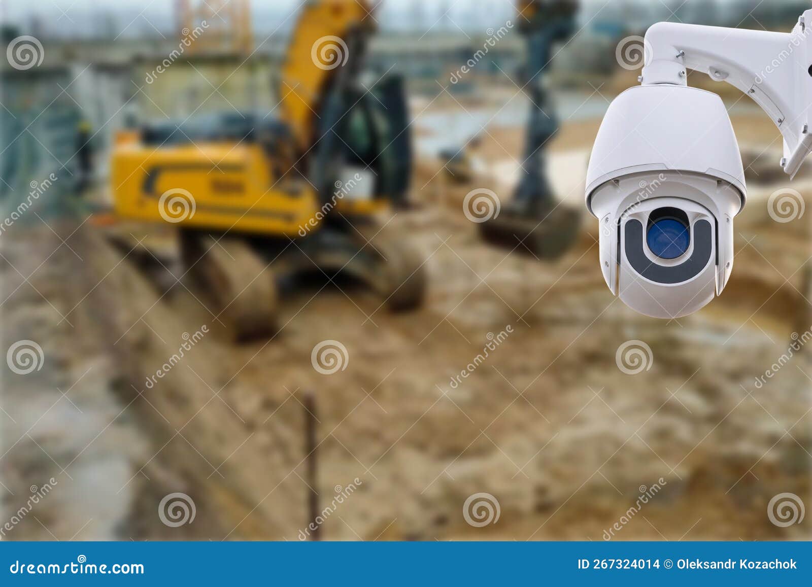 Dome Type Outdoor Cctv Camera, Secure Construction Site. Stock Photo ...