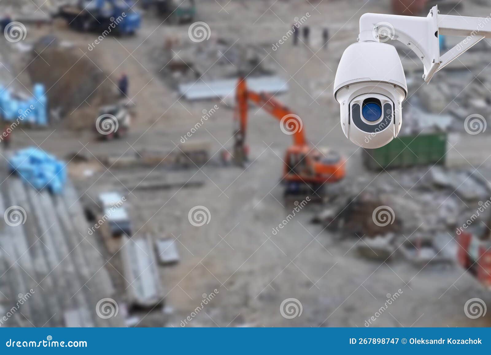 Dome Type Outdoor Cctv Camera, Secure Construction Site. Stock Image ...