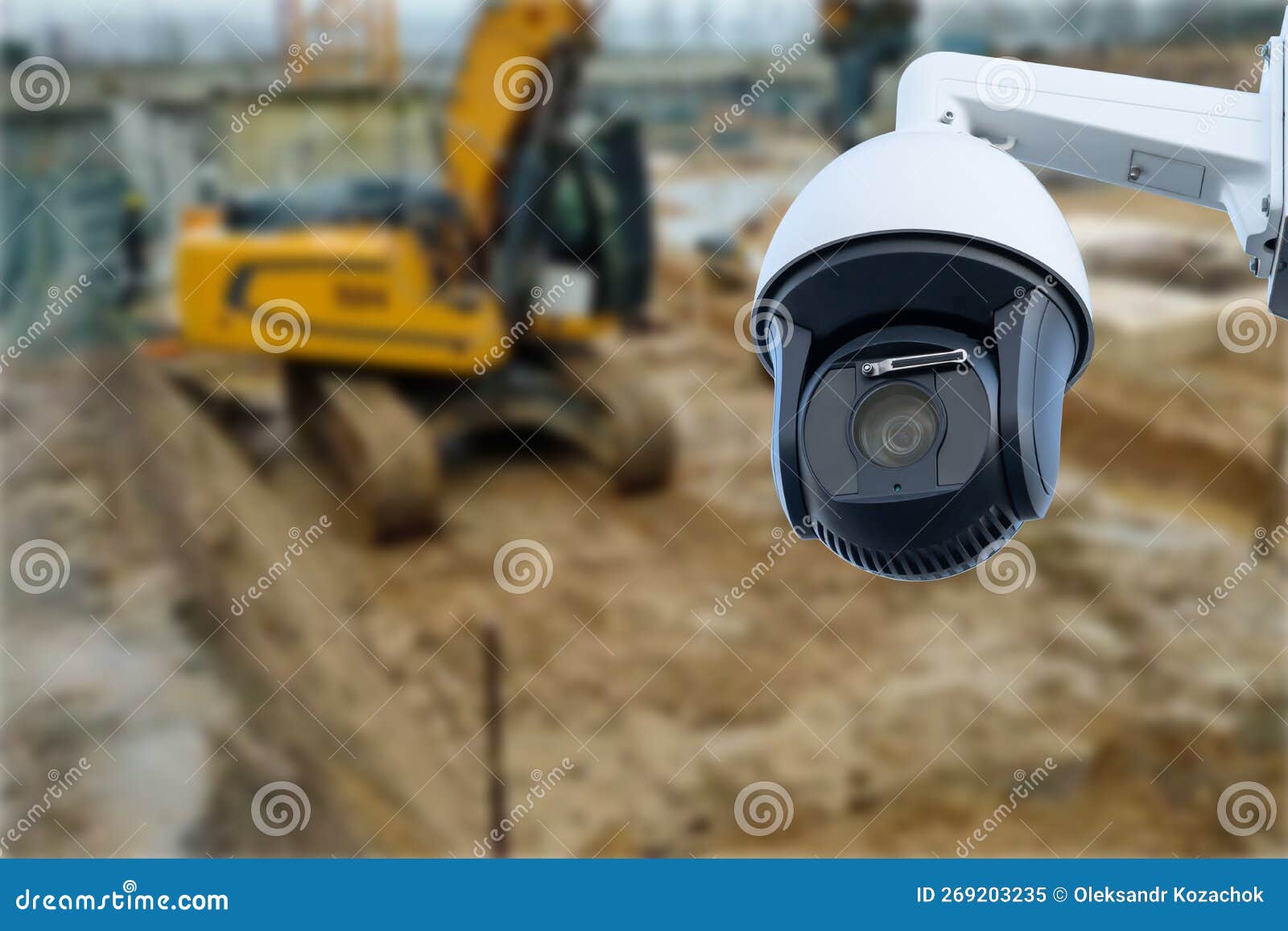 Dome Type Outdoor Cctv Camera, Secure Construction Site. Stock Image ...