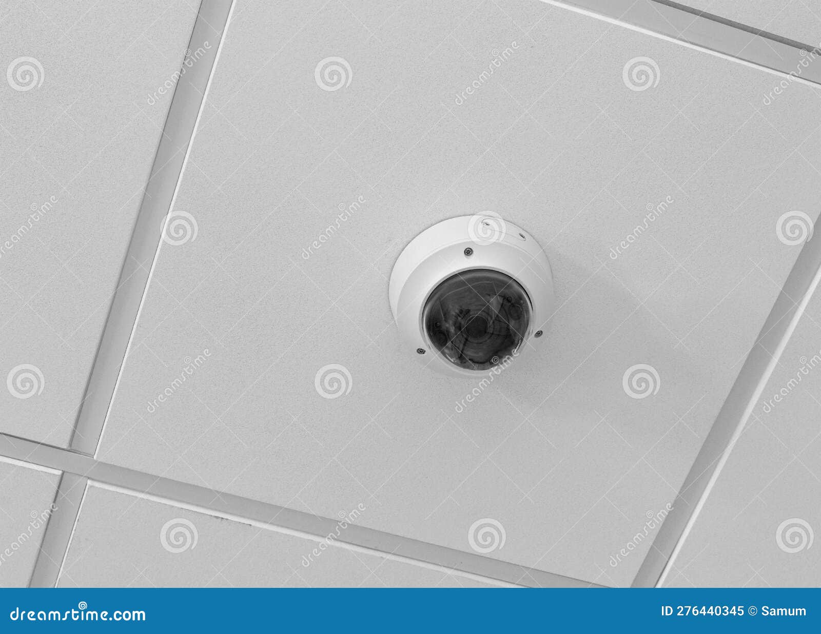 The Dome Video Camera is Mounted on the Ceiling Stock Image - Image of ...