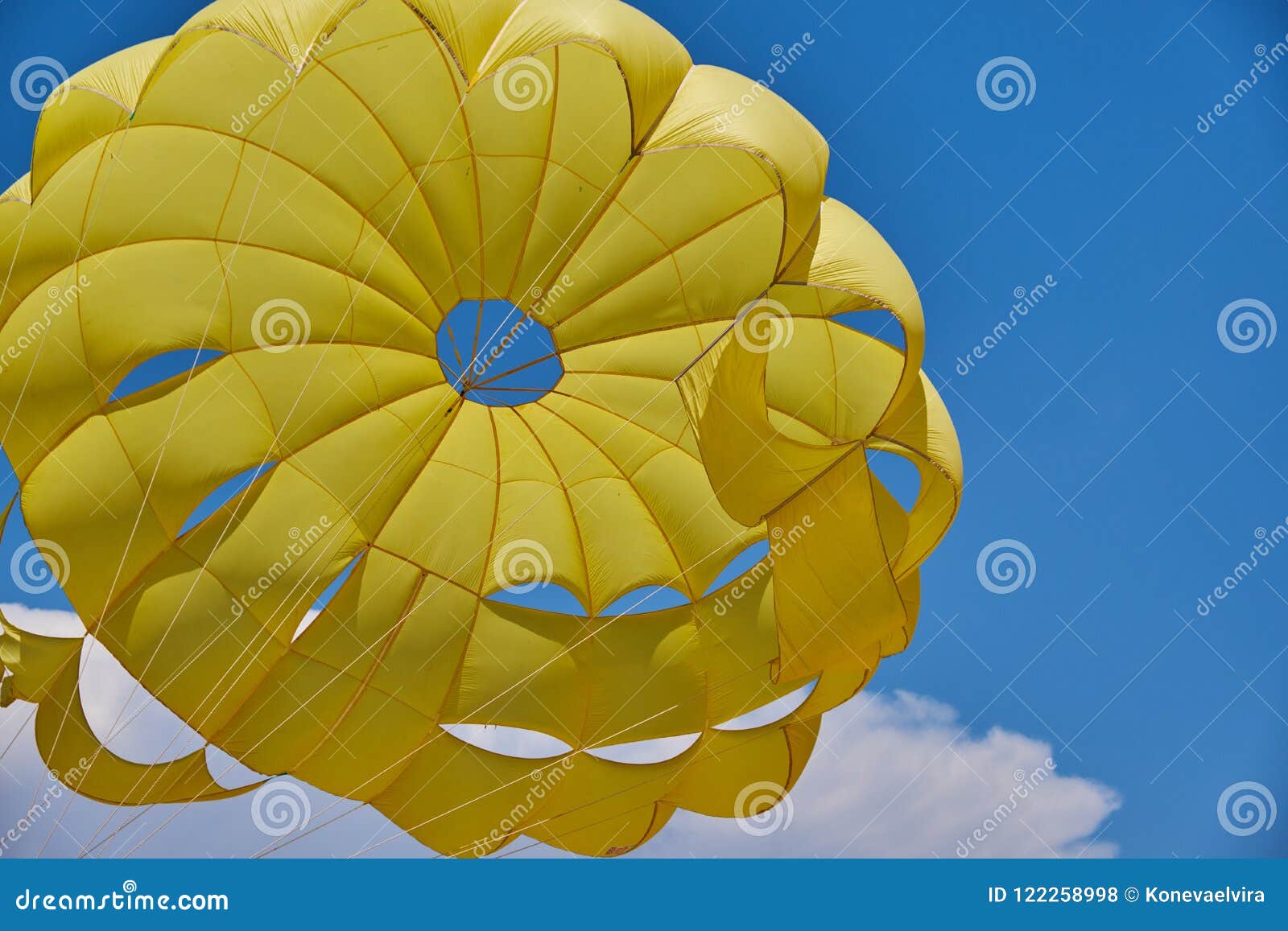 Dome of the Yellow Parachute on the Blue Sky. Stock Photo - Image of ...
