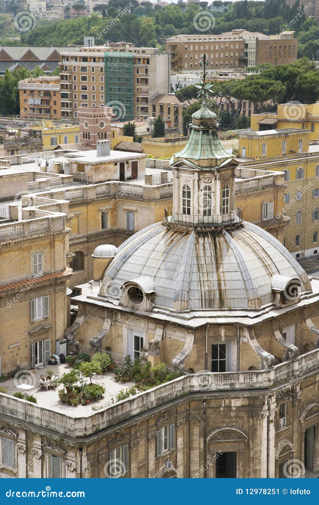 Domed Building and Roof Garden in Rome Stock Image - Image of exterior ...