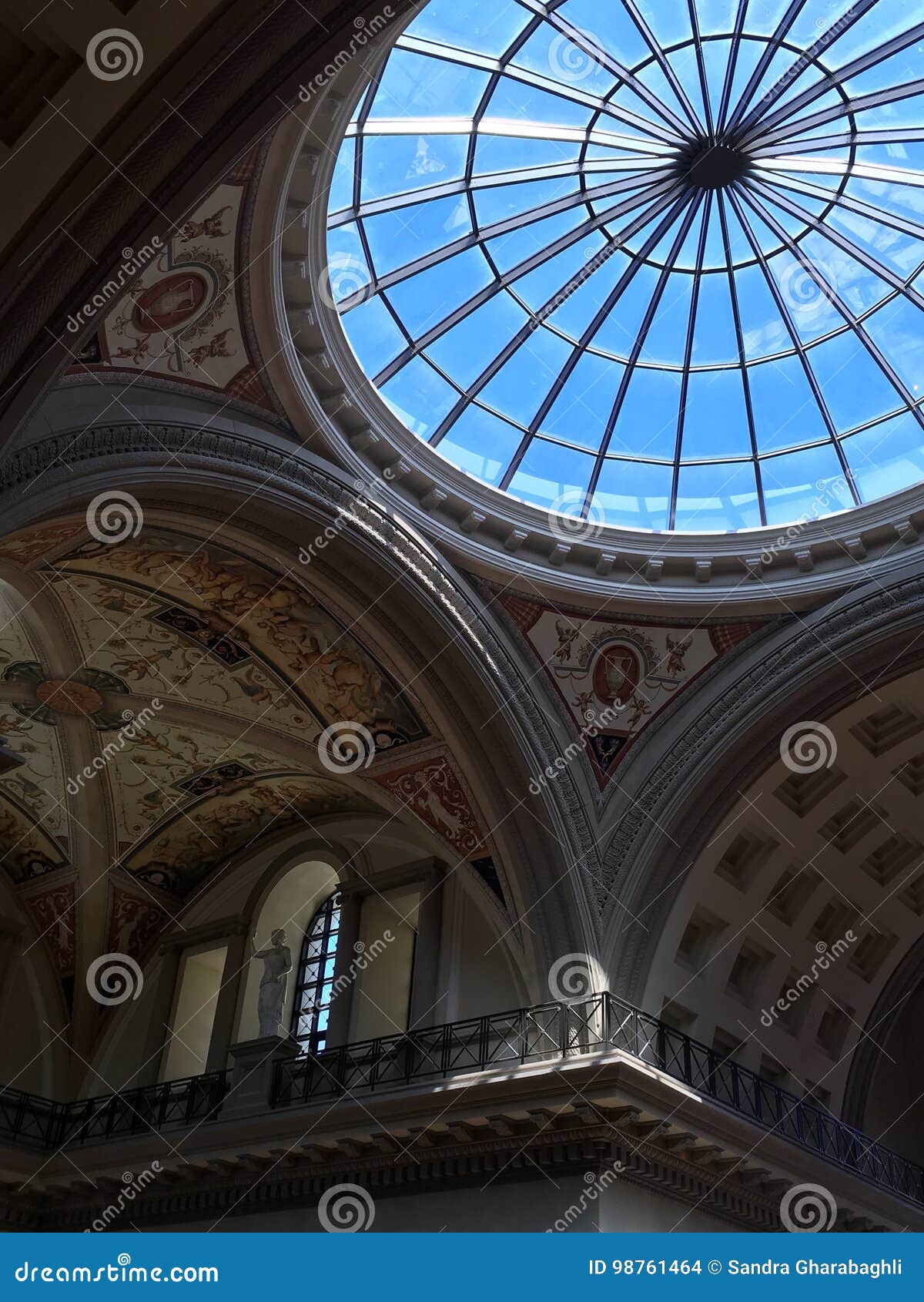 Domed Glass Ceiling stock photo. Image of painted, perspective - 98761464