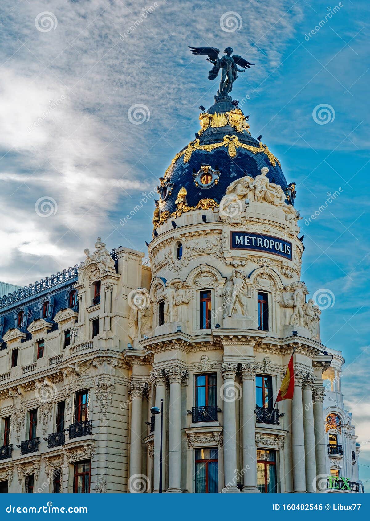 Domed Metropolis Building in Madrid Spain Stock Photo - Image of ...