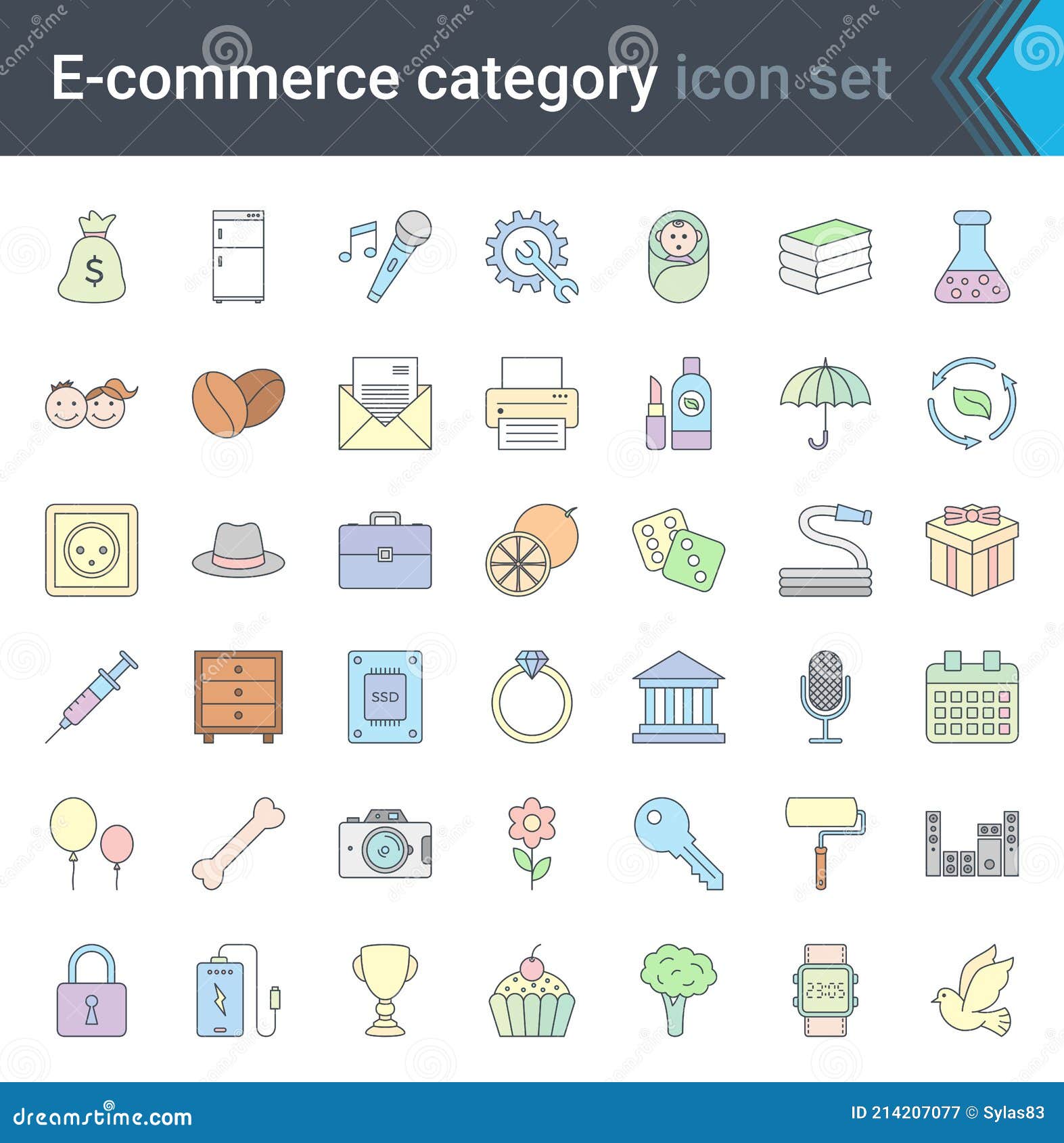 Online Shopping and E-commerce Category Linear Colorful Icons Set ...