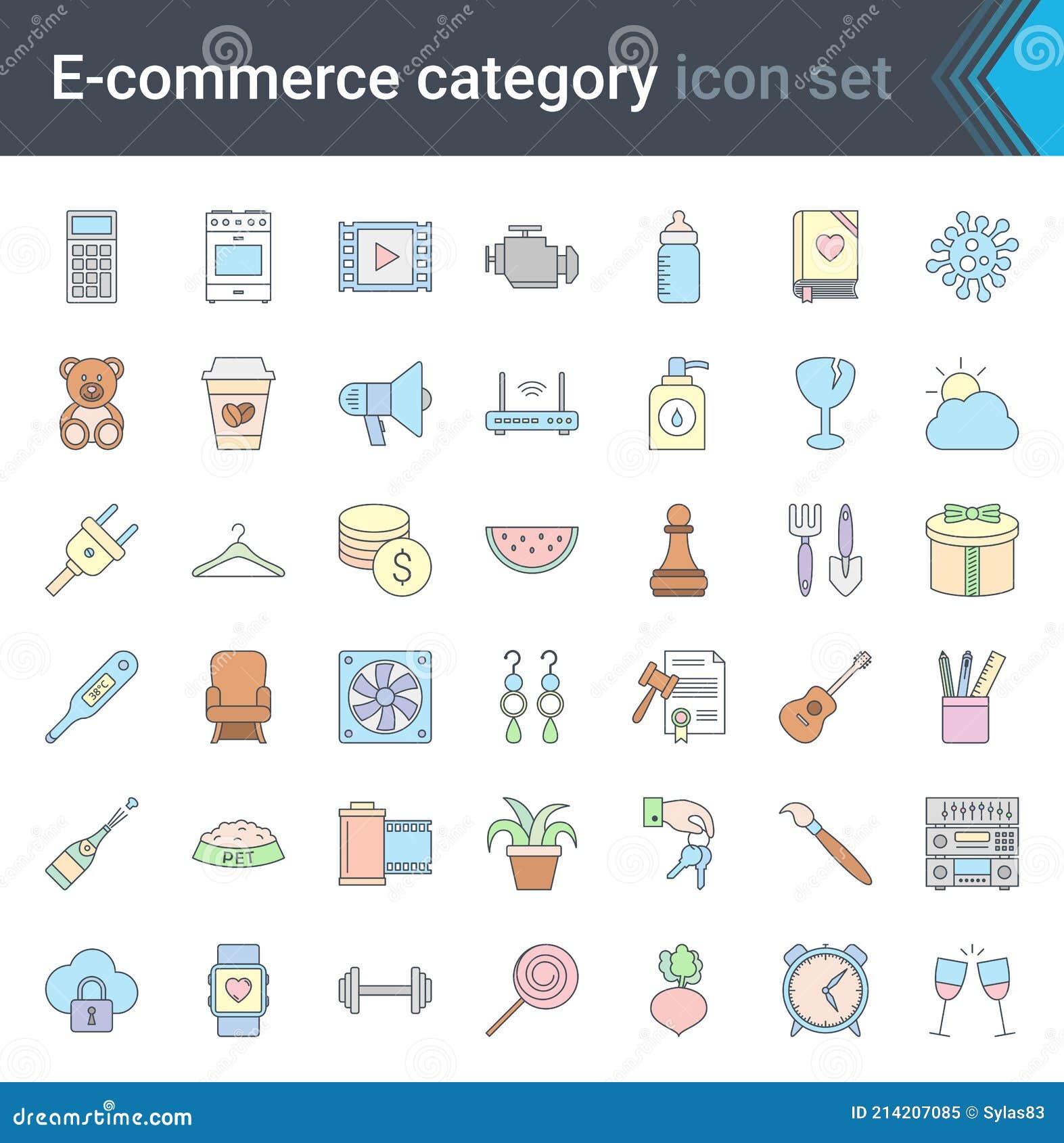 Shop Category Outline Icons Set. Shopping and E-commerce Thin Line ...