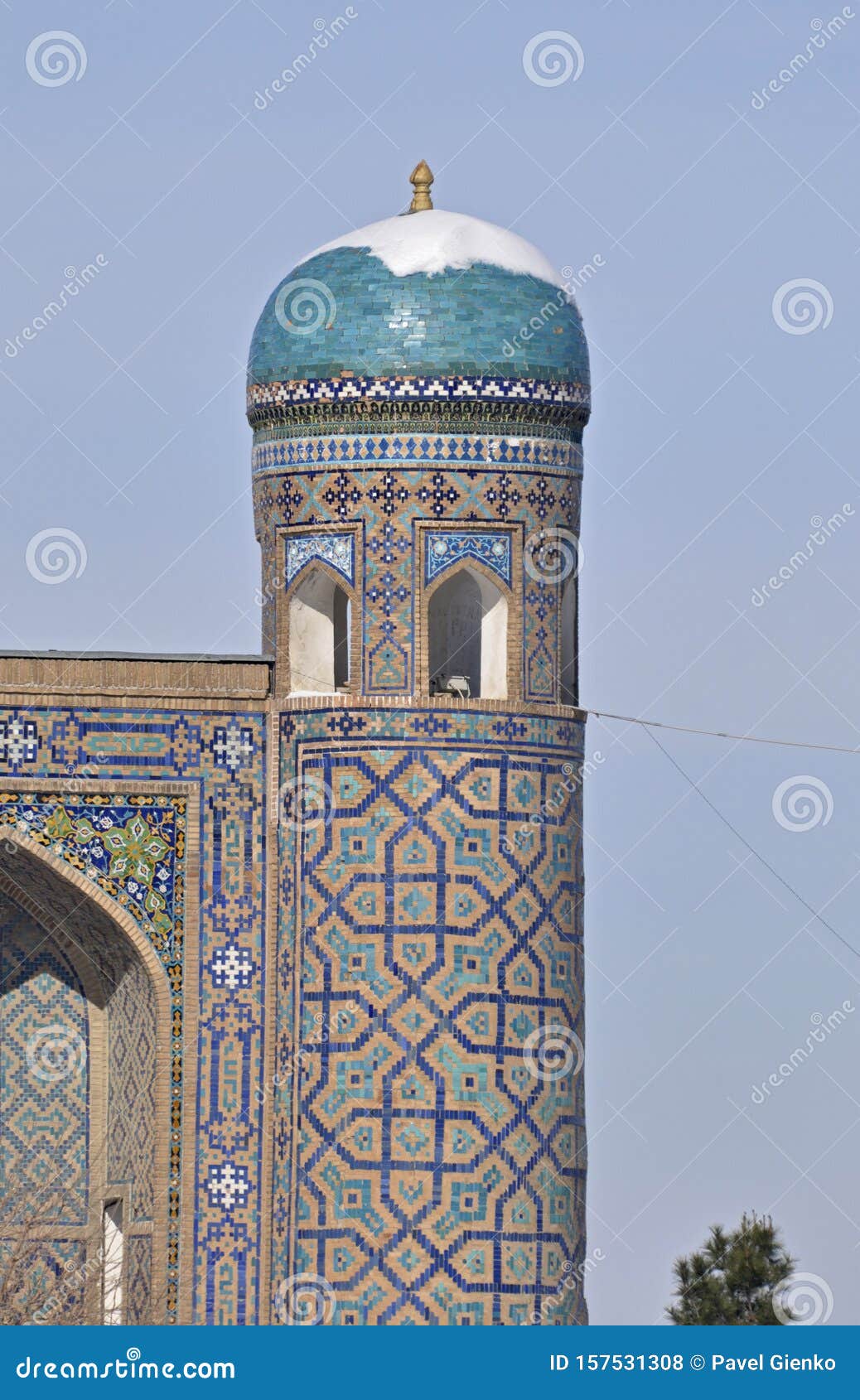 Samarkand. Blue Domes in Winter Stock Photo - Image of architectural ...