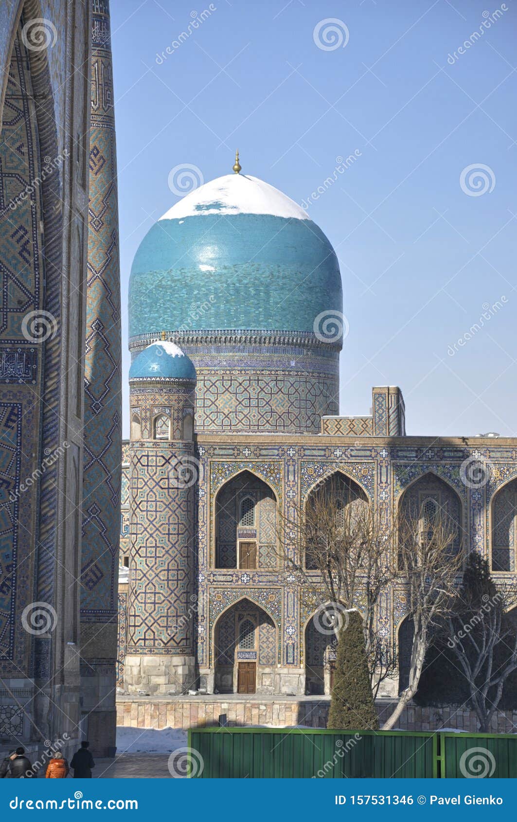 Samarkand. Blue Domes in Winter Stock Photo - Image of architectural ...