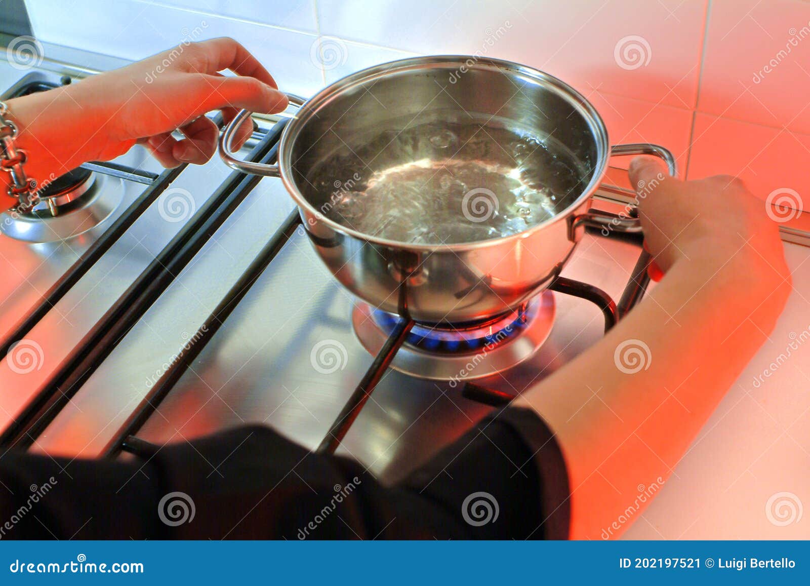 Domestic Accidents, Detail of Woman`s Hands and Risk of Burns with ...