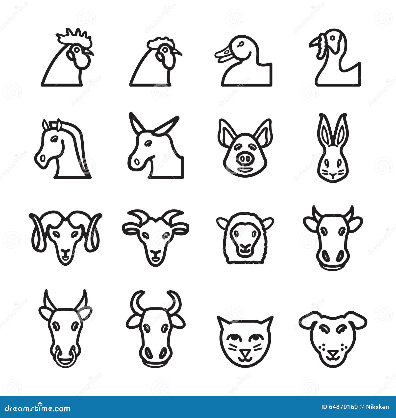 Domestic Animals Icon Set. Vector Eps 10. Stock Vector - Illustration ...