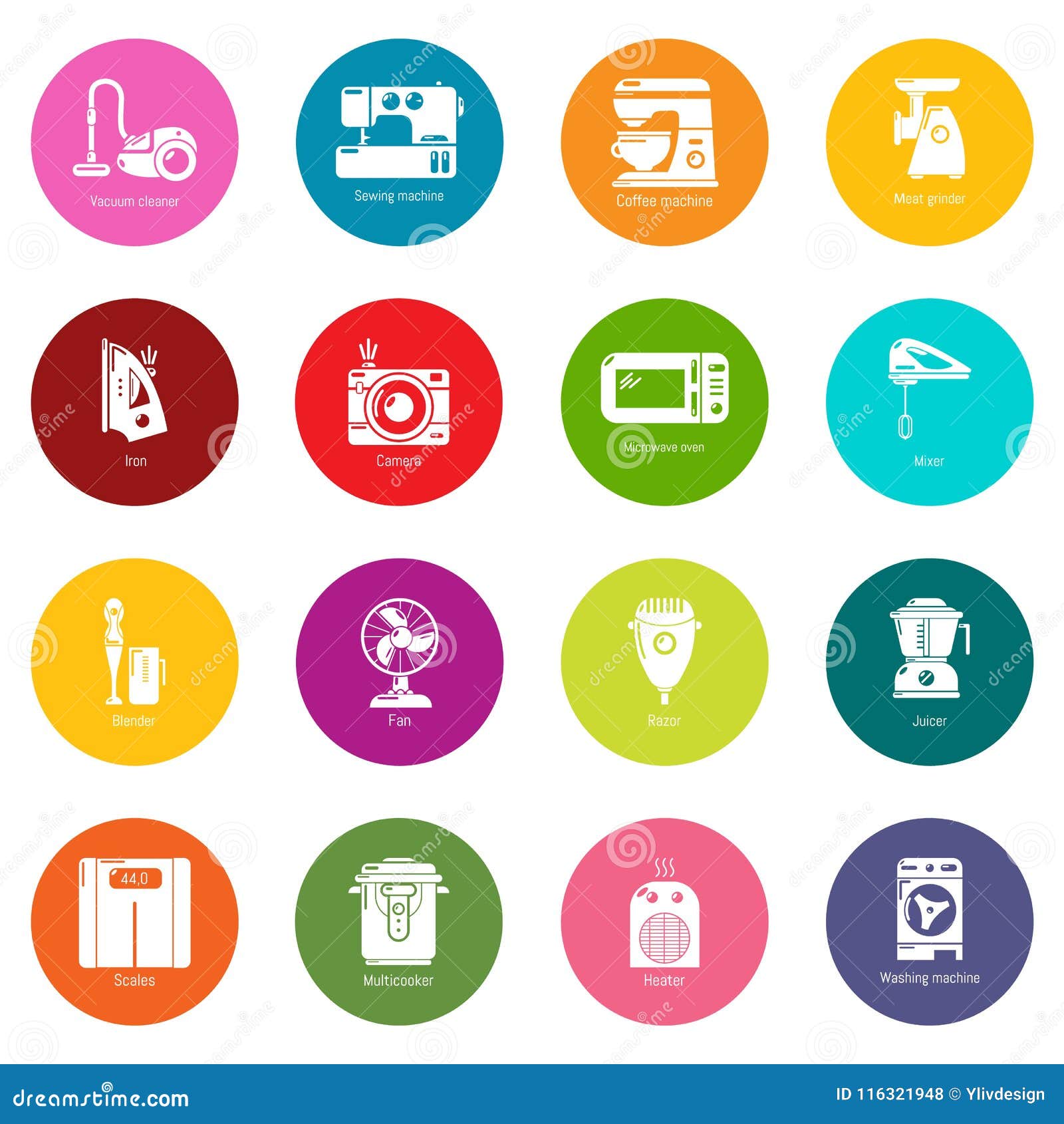 Domestic Appliances Icons Set Colorful Circles Vector Stock Vector ... Domestic Appliances Icons Set Colorful Circles Vector Stock Vector ...