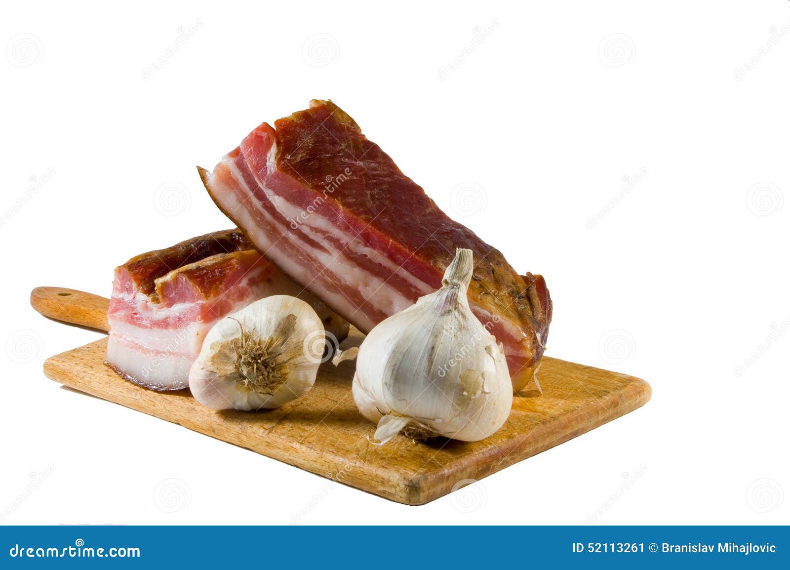 Domestic bacon with garlic stock image. Image of healthy - 52113261