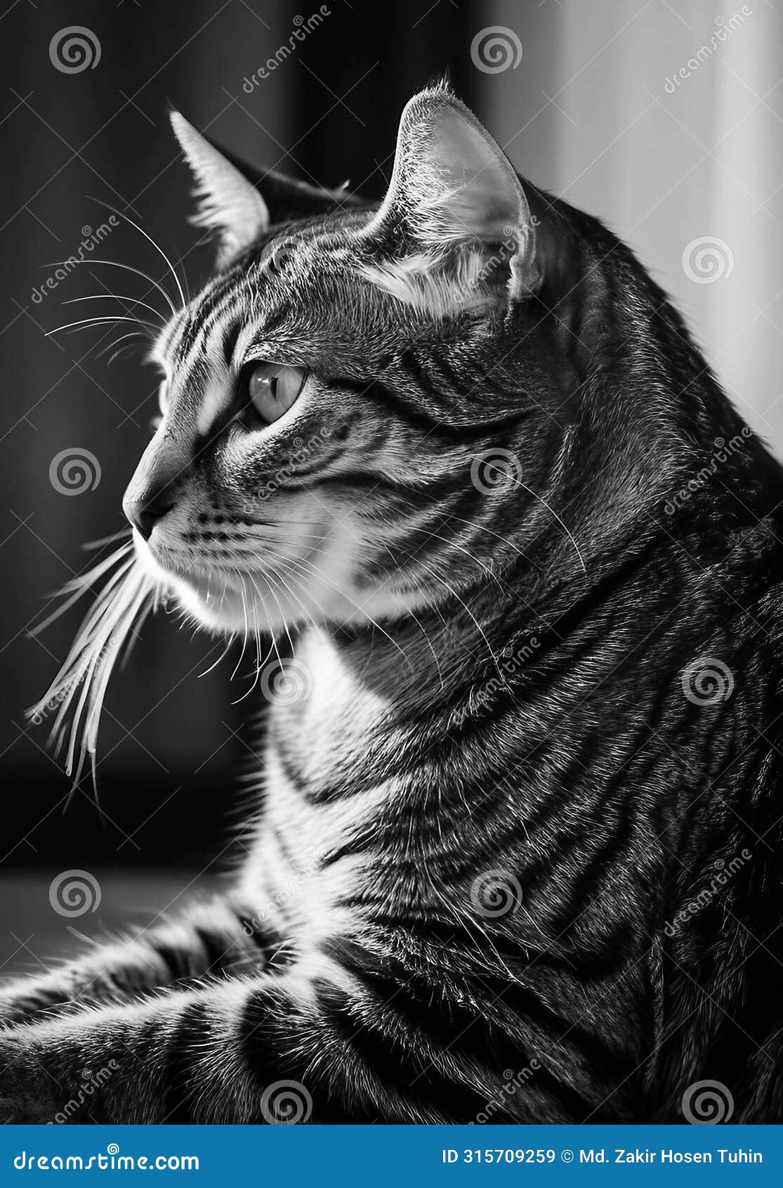 A Grey Domestic Cat Sitting Waiting Hall Stock Illustration ...