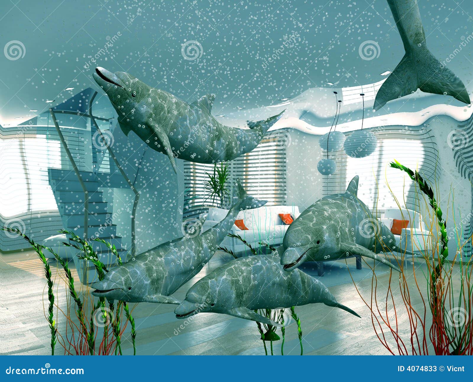 Domestic dolphins stock illustration. Illustration of blue - 4074833