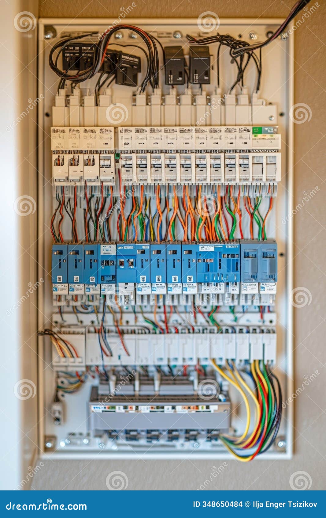 Domestic Electrical Panel Home Power Distribution with Circuit Breakers ...