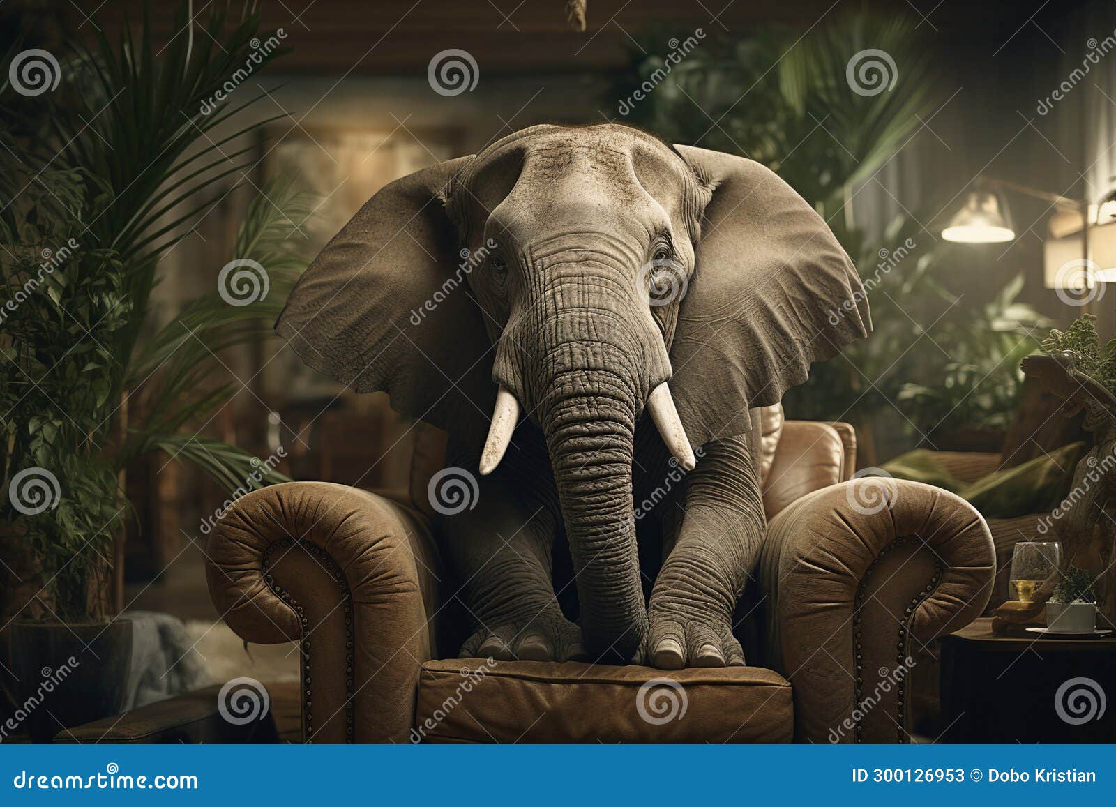 Domestic elephant sit stock illustration. Illustration of chair - 300126953