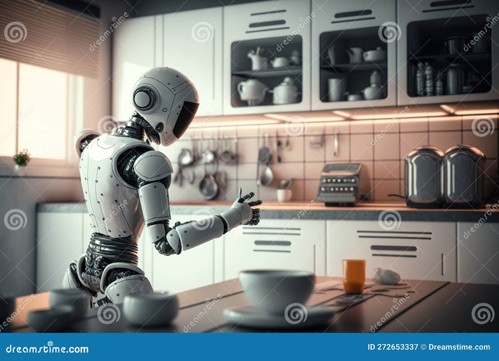 Domestic humanoid robot stock illustration. Illustration of cooking ...