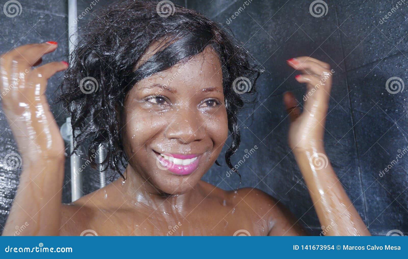 Domestic Lifestyle Portrait Of Young Happy And Beautiful Black African