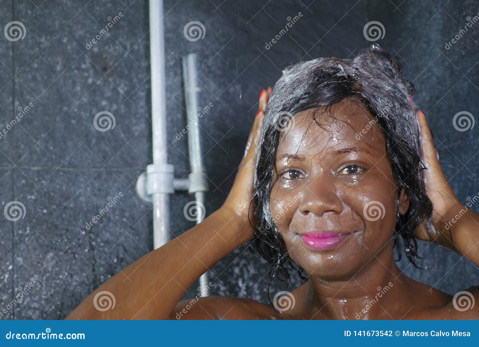 Domestic Lifestyle Portrait Of Young Happy And Beautiful Black African